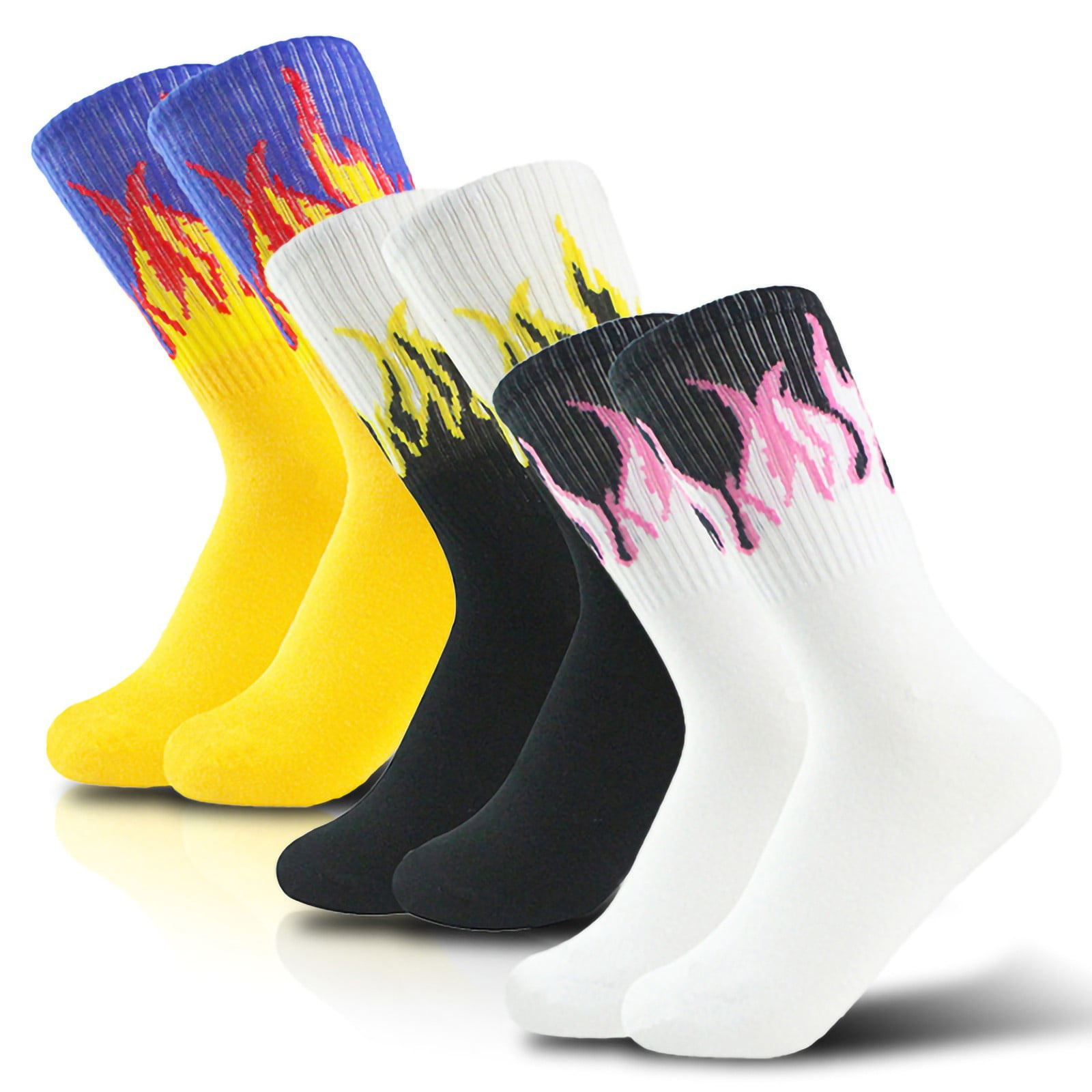Aueoeo Men's Socks Mid Tube Socks Fashionable And Versatile Flame Long ...