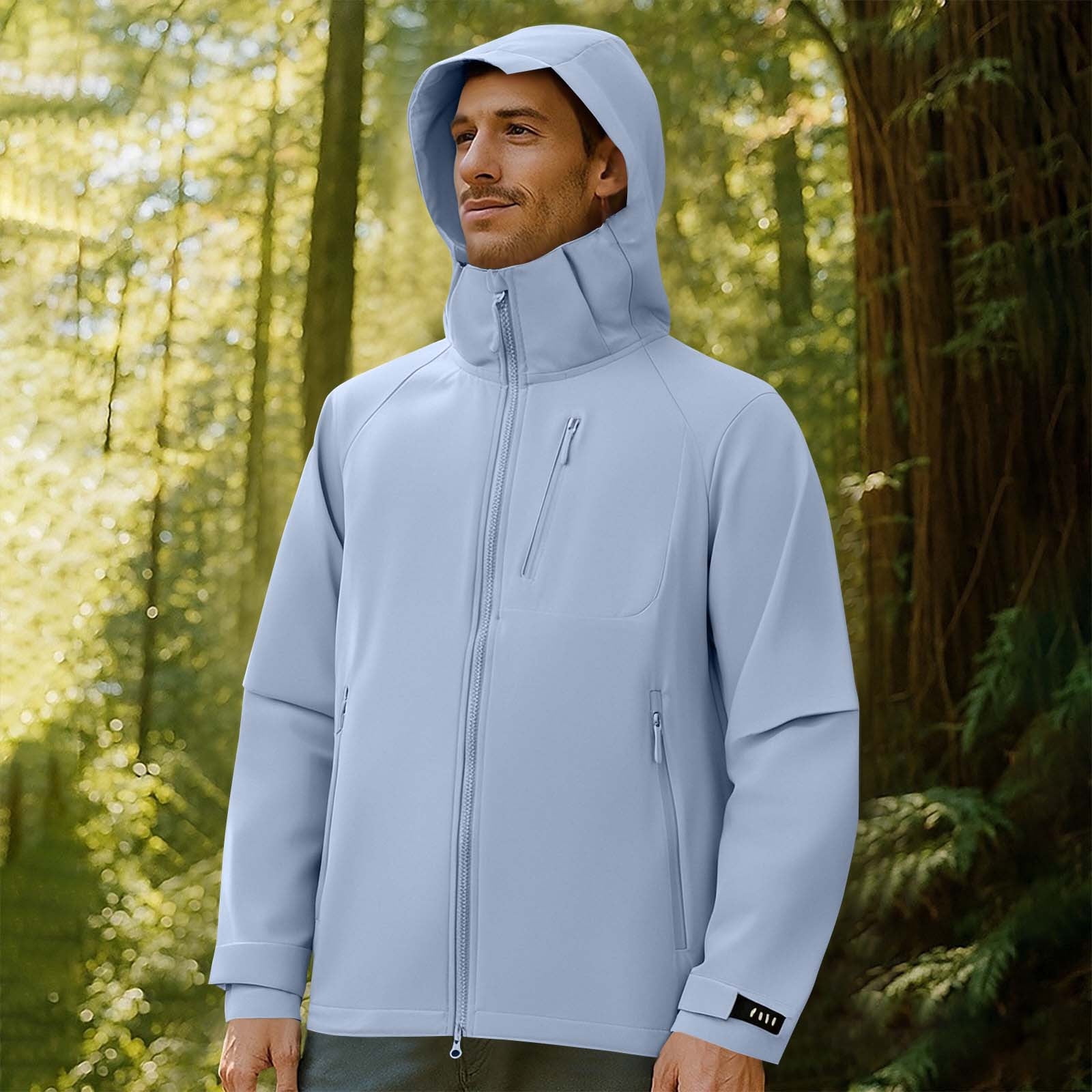 Aueoeo Men's Softshell Jacket with Hood Waterproof Windbreaker ...