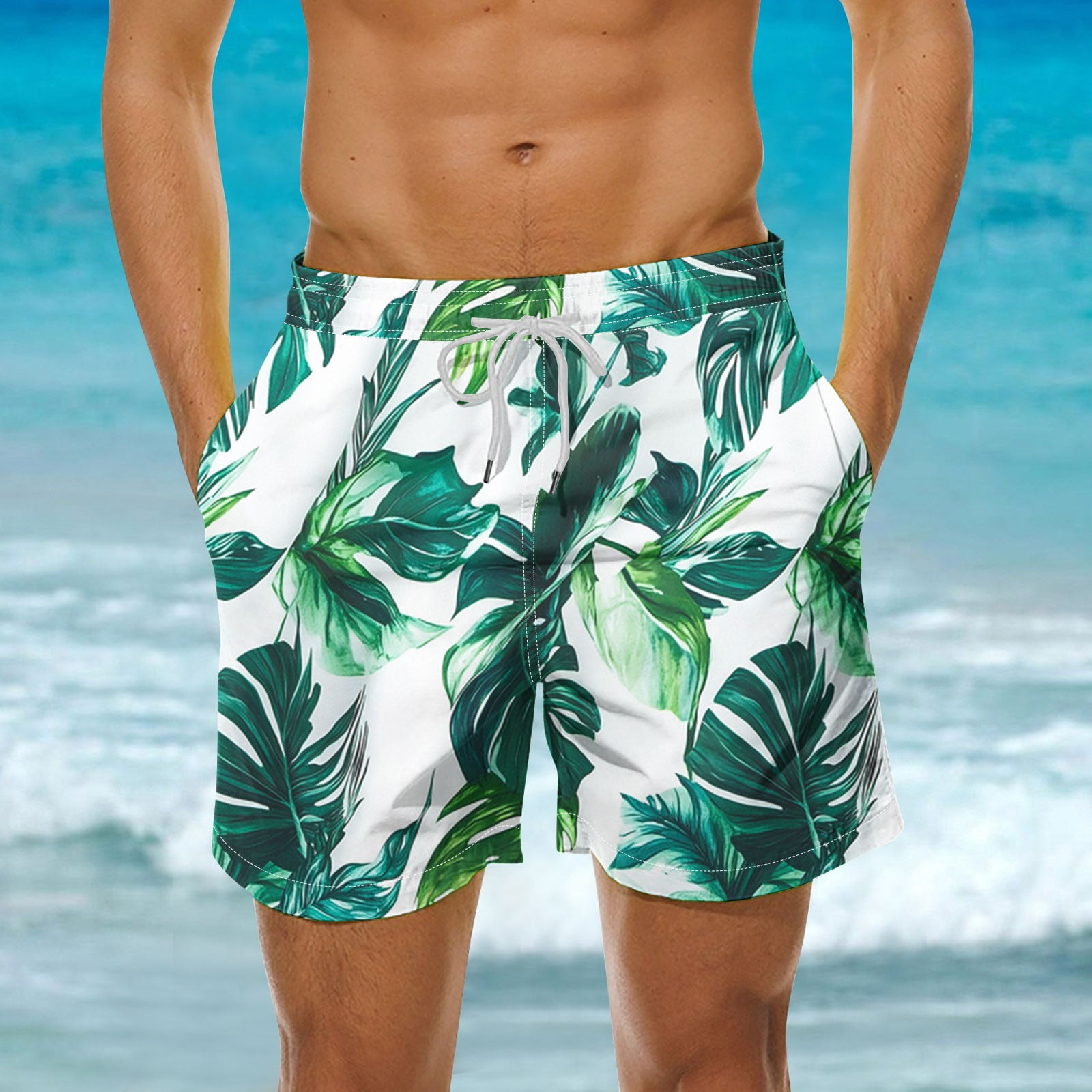 Aueoeo Men's Swim Trunks Hawaiian Beach Board Shorts Summer 2025 Shorts ...