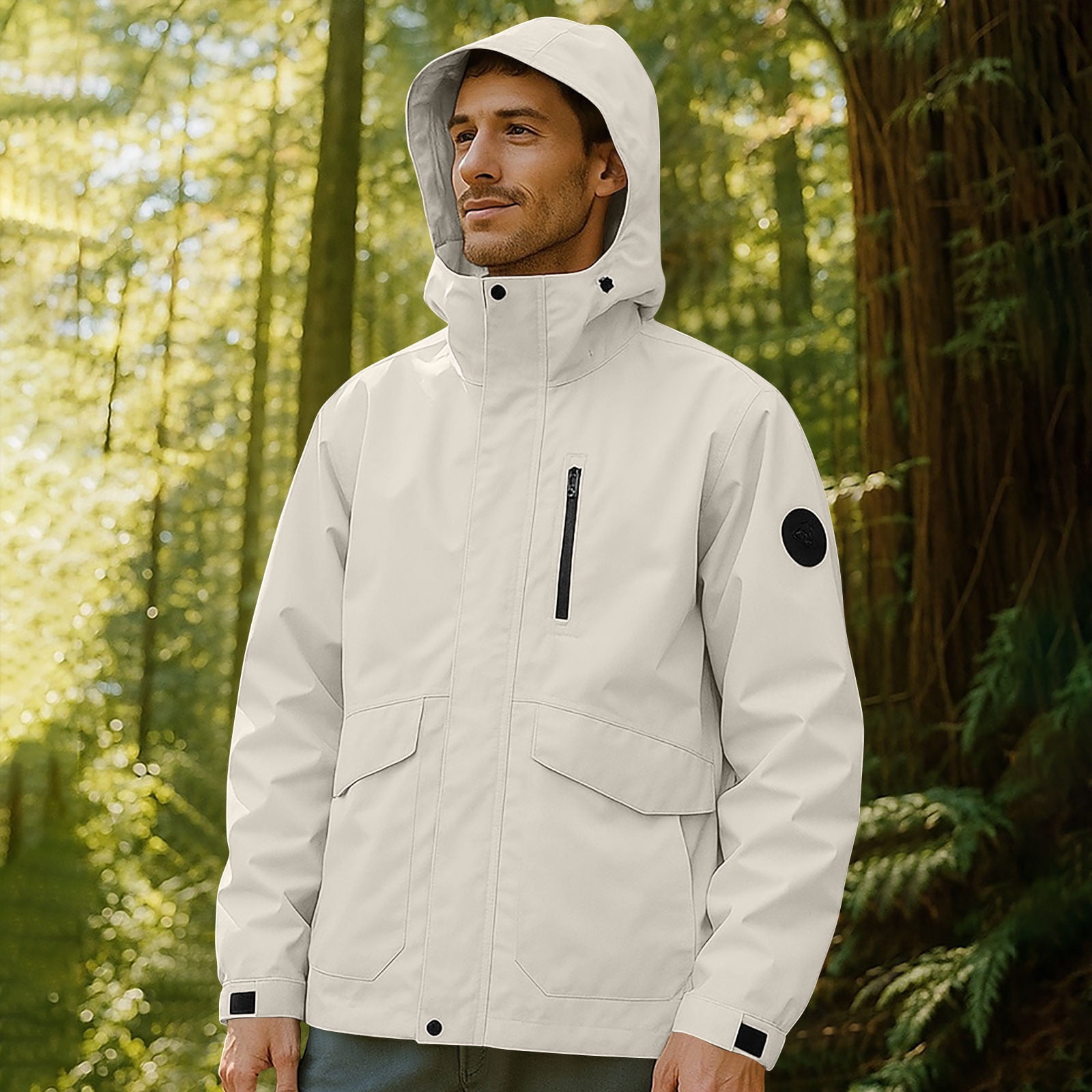 Aueoeo Men's Waterproof Ski Jacket Warm Zipper Coat Fashion High Collar ...