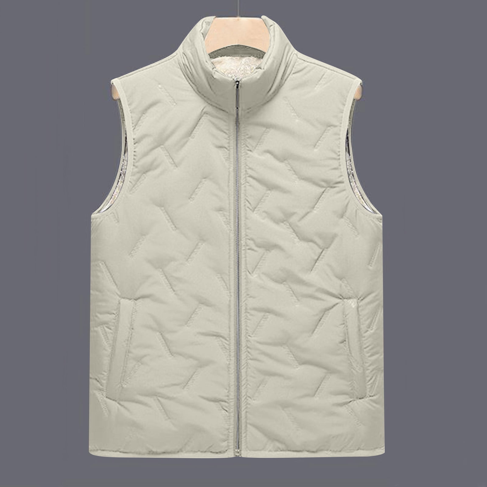 Aueoeo Men's Zip Up Quilted Vests Winter Thermal Fuzzy Fleece Sherpa ...