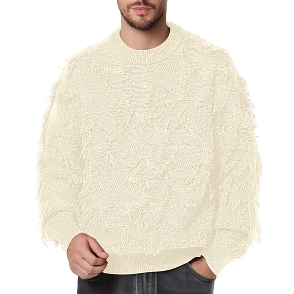 Aueoeo Mens Cable Knit Sweater Pullover Sweater Fall Winter Crew Neck ...