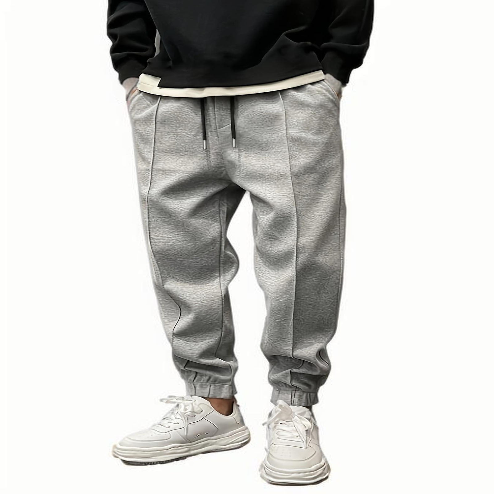 Aueoeo Mens Casual Joggers Pants - Cotton Drawstring Chino Cargo Pants ...