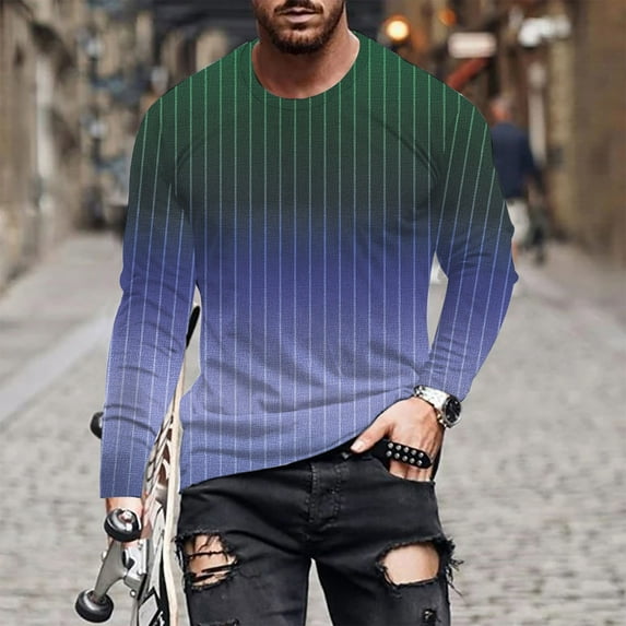 Aueoeo Mens Casual T Shirt Soft Comfy Shirts Long Sleeve Crew Neck ...