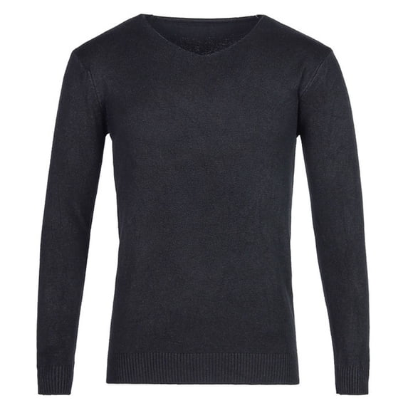 Aueoeo Mens Casual V Neck Sweater Long Sleeve Pullover Regular Fitted ...
