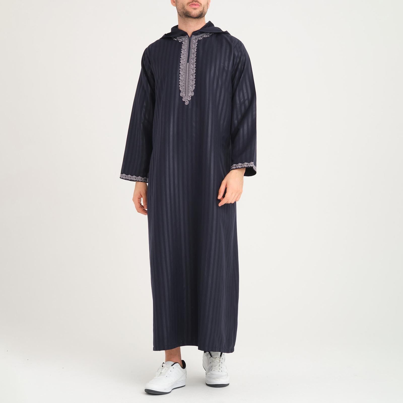Aueoeo Mens Embroidered Muslim Dress Robe Round Neck Fashion Formal ...