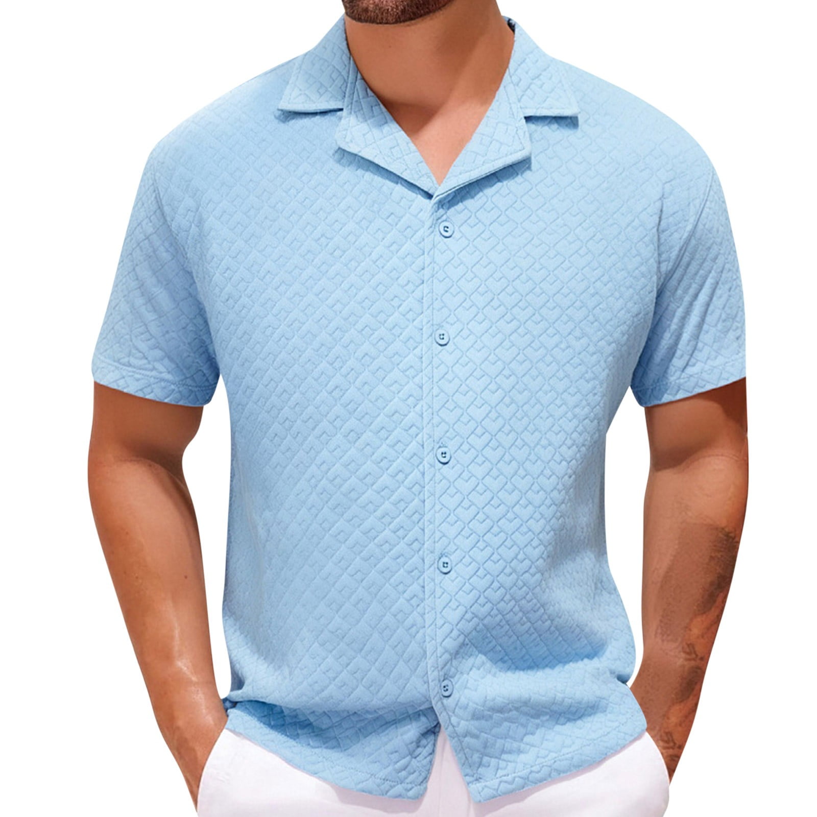 Aueoeo Mens Flower Press Shirts Button Up Shirts Casual Laple Collar ...