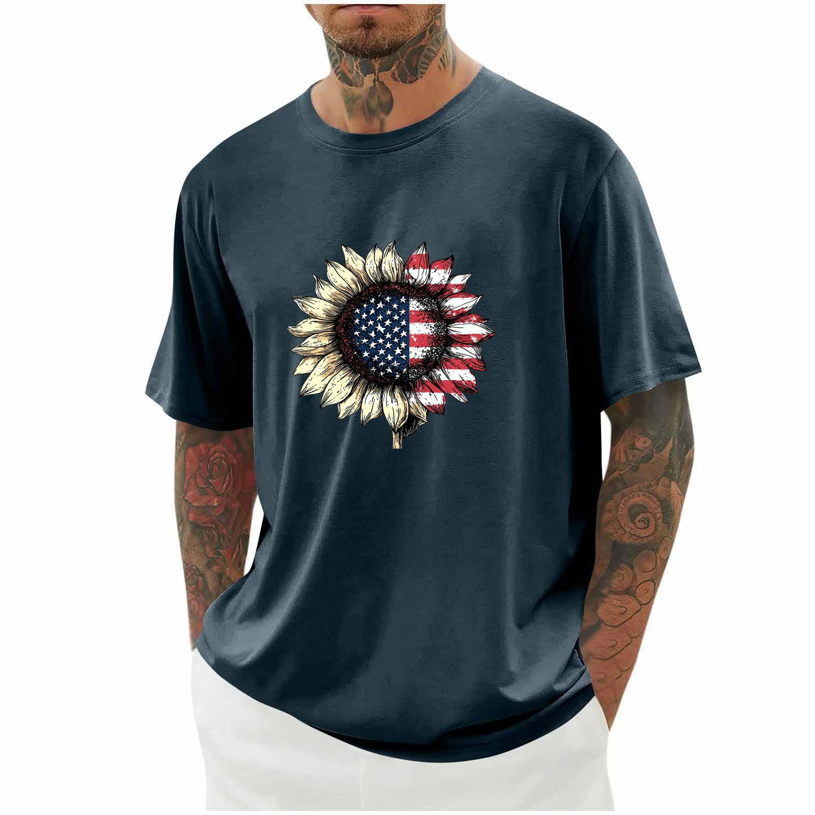 Aueoeo Mens Graphic Printed Tees Funny Cute Shirts Loose Fitted Vintage ...