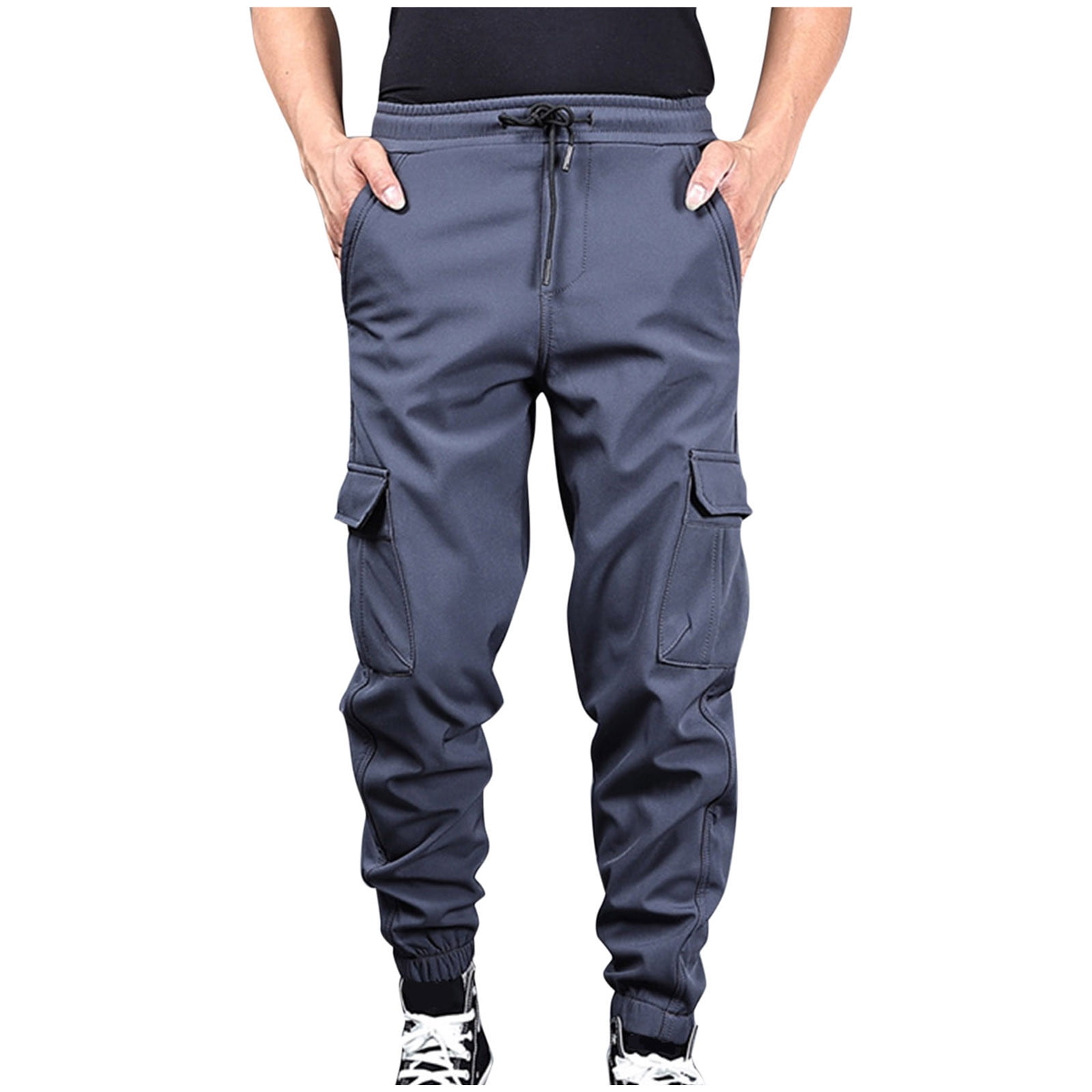 Aueoeo Mens Jogger Pants Casual Cargo Pants Stretch Elastic Waist ...