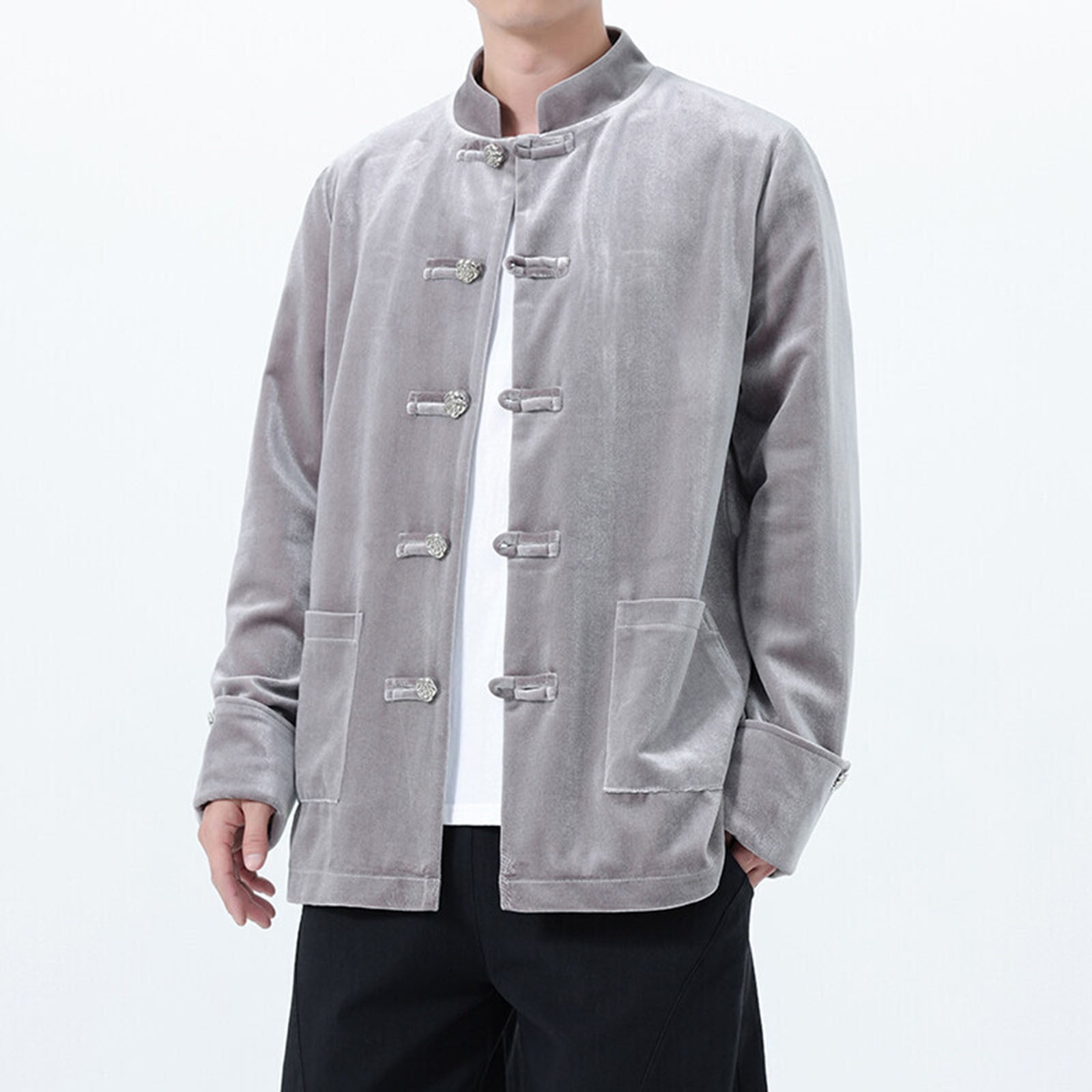 Aueoeo Mens Lightweight Shirt Jacket Button Up Bucklet Long Sleeve ...