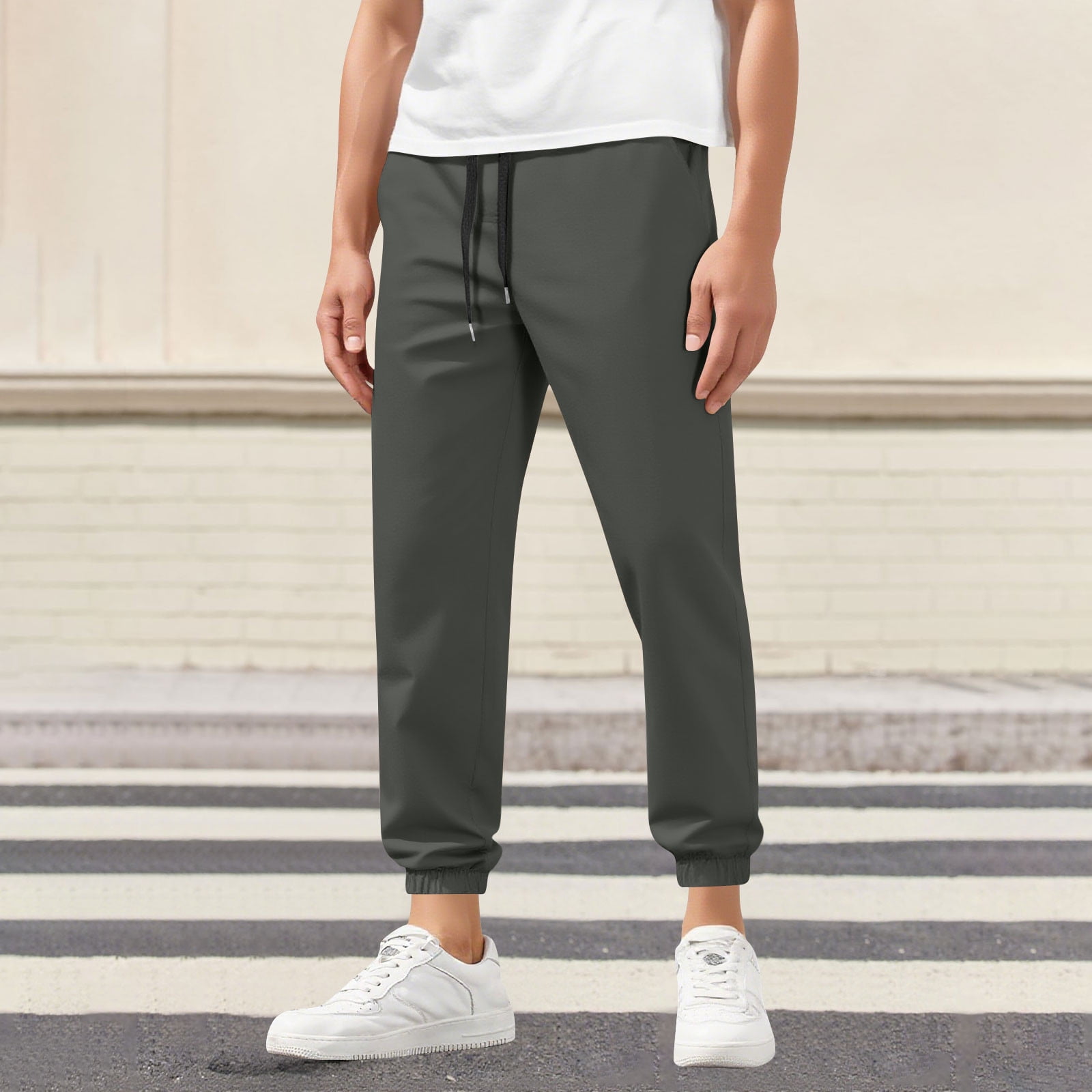 Aueoeo Mens Pants Work Pants Men's Fashion Base Solid Color Pocket ...