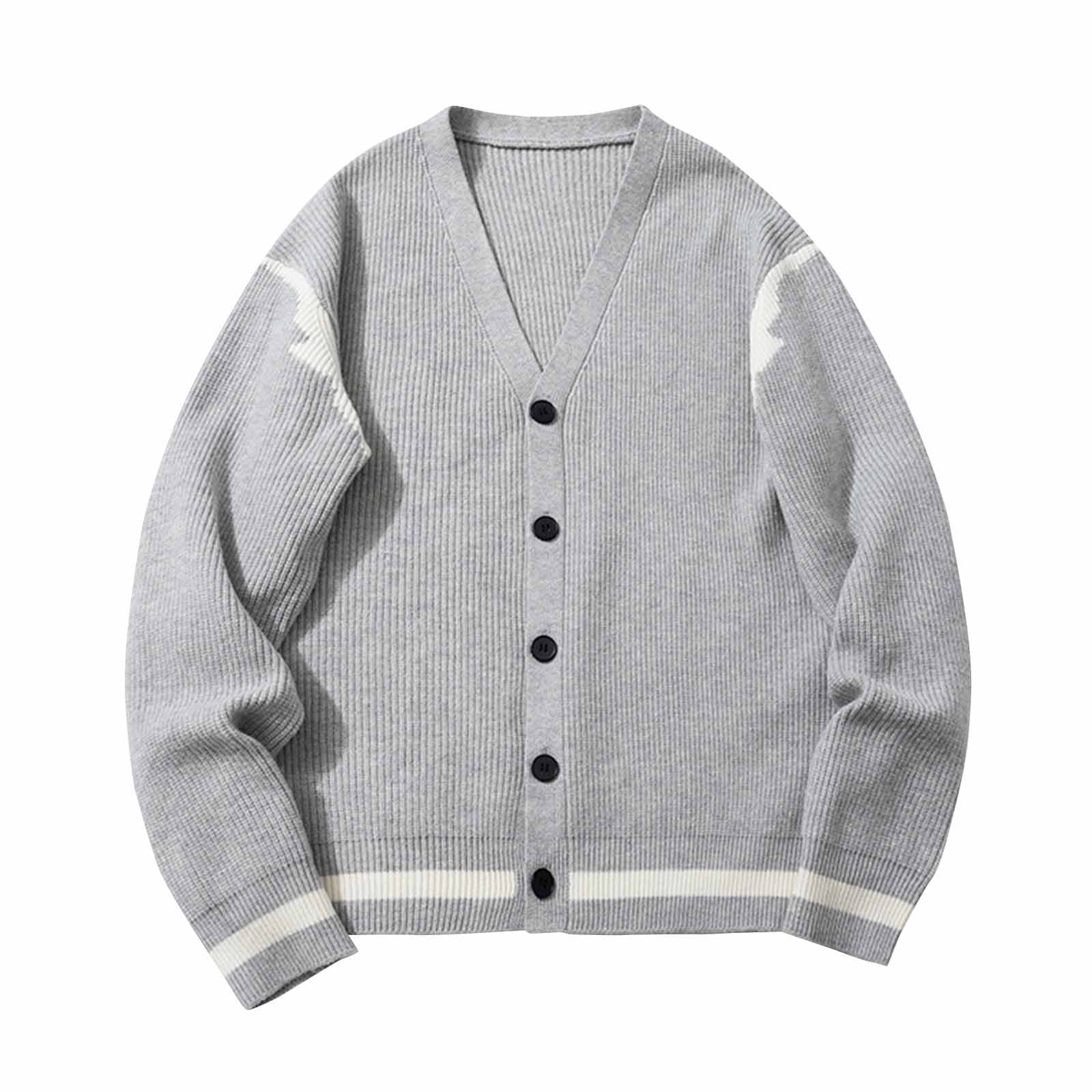 Aueoeo Mens Sweaters, Soft Comfy Men Leisure Solid Color Button Style V ...