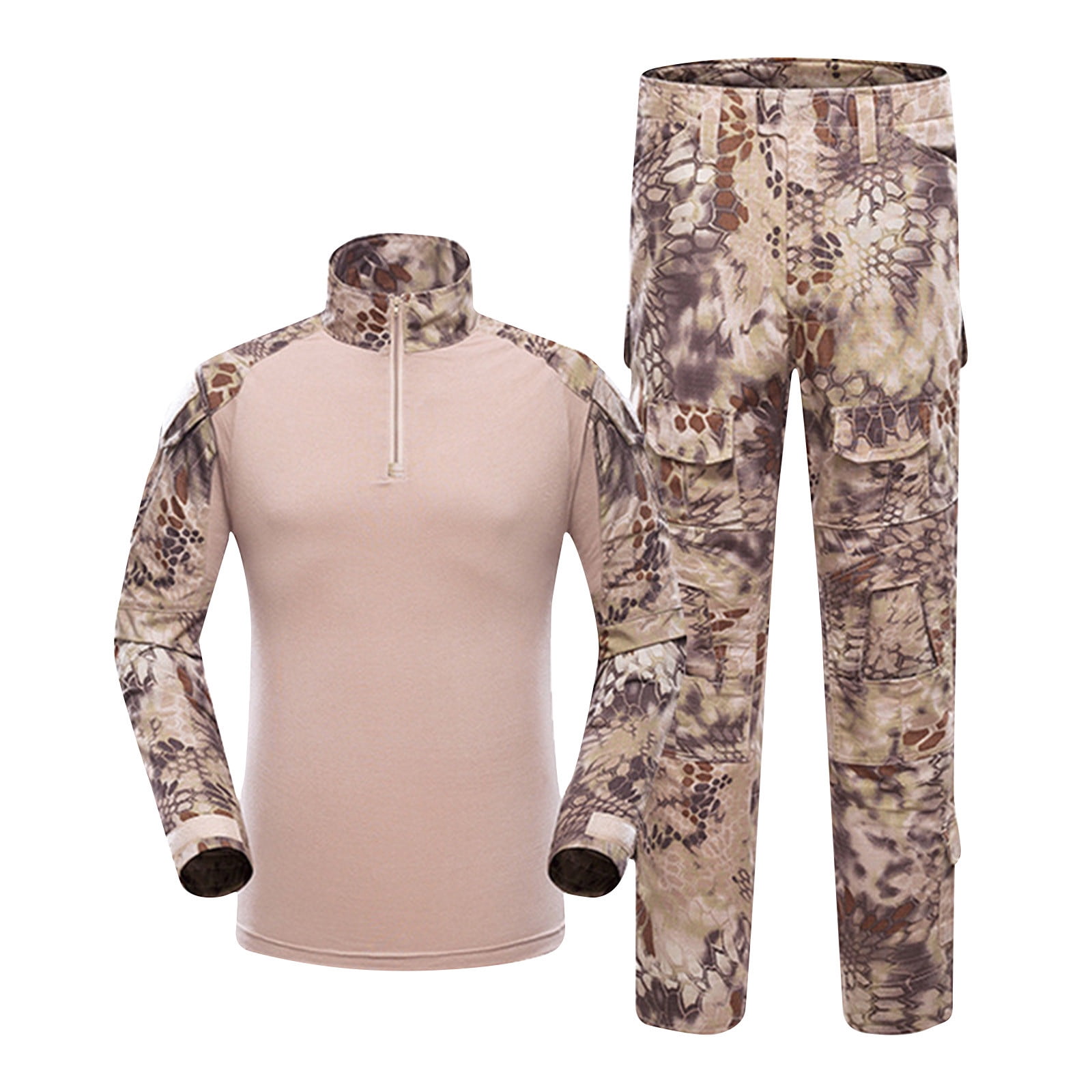 Aueoeo Mens Tracksuit Stand-up Top & Camouflage Cargo Pants Sweatsuit ...