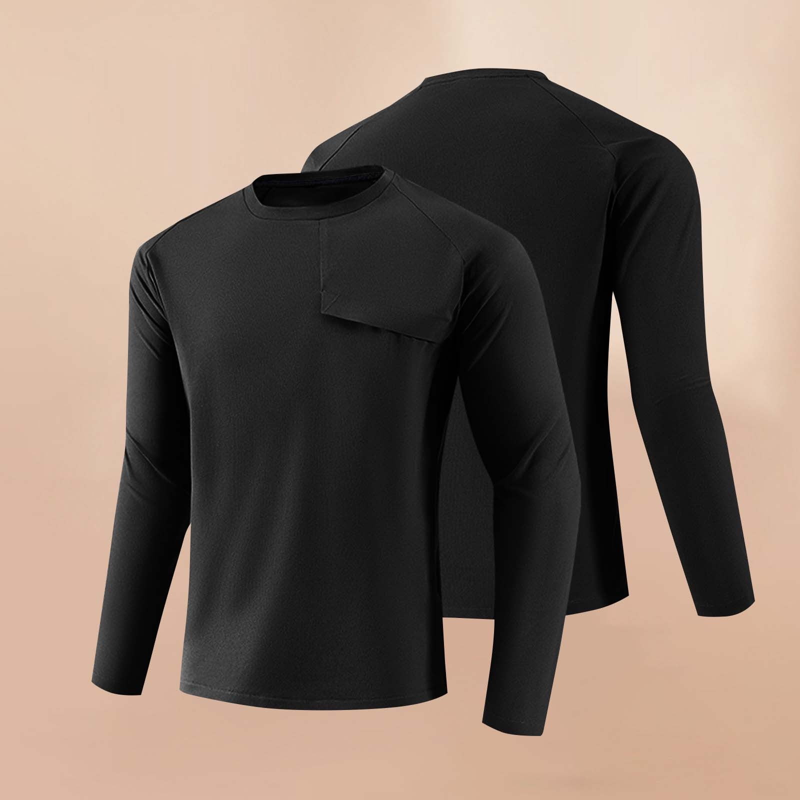 Aueoeo Muscle Slim Fitted Shirts Long Sleeve Stretch Tops Casual ...