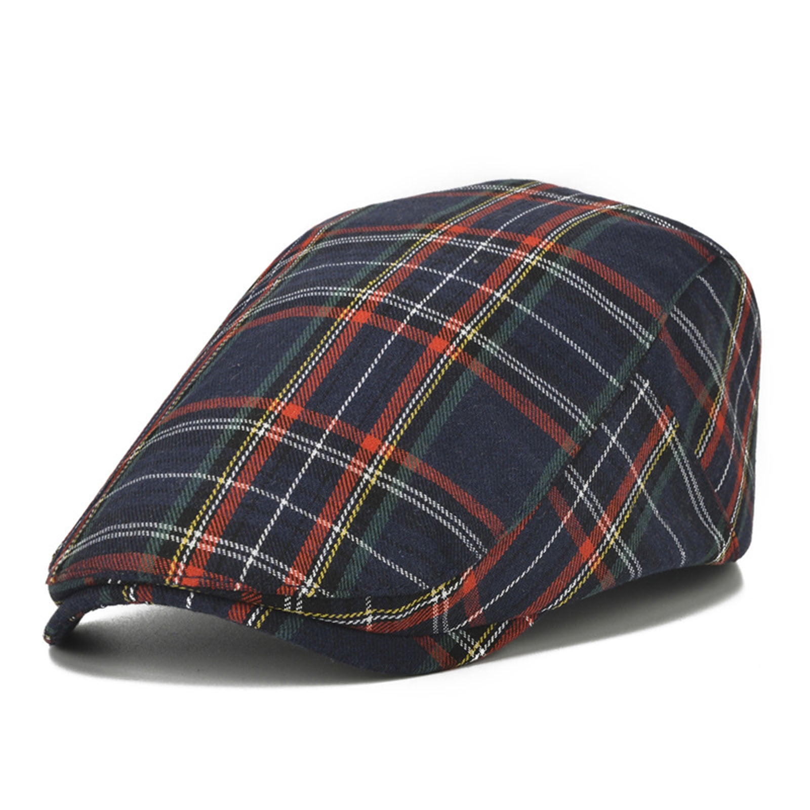 Aueoeo Newsboy Hats Adjustable Ivy Flat Cap Plaid Print Hat Cabbie ...