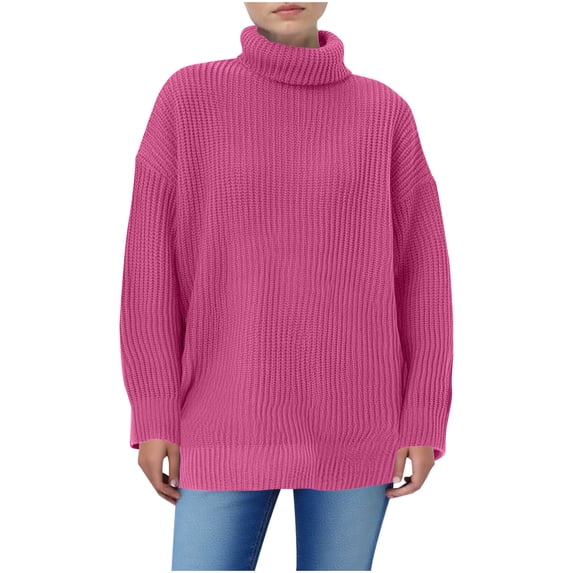 Aueoeo Oversized Sweater Holiday Sweater Women's Long Sleeved Solid ...