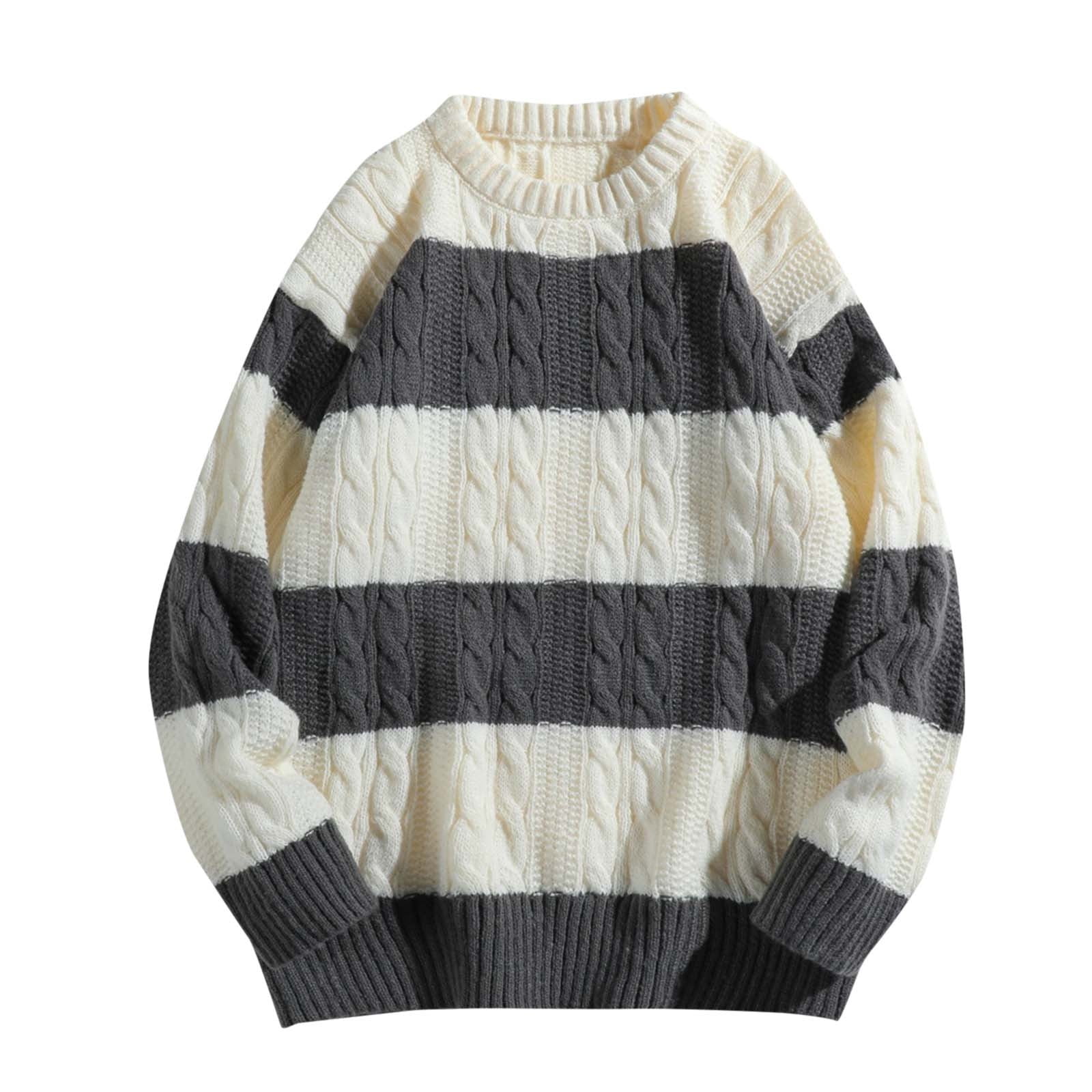 Aueoeo Oversized Sweater, Soft Comfy Men Leisure Round Neck Weave ...