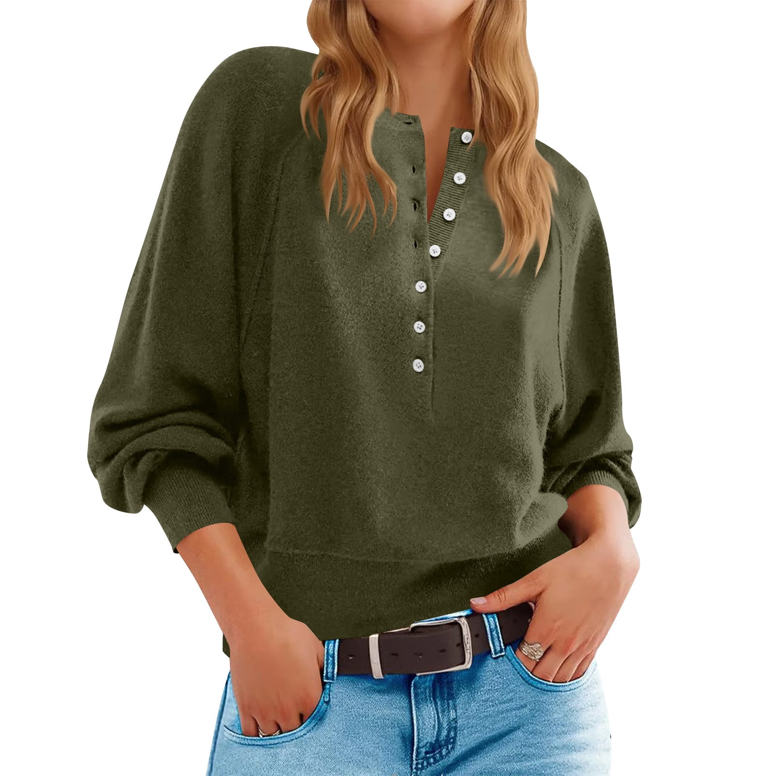 Aueoeo Oversized Sweaters Work Sweater Women's Fashion Round Neck ...
