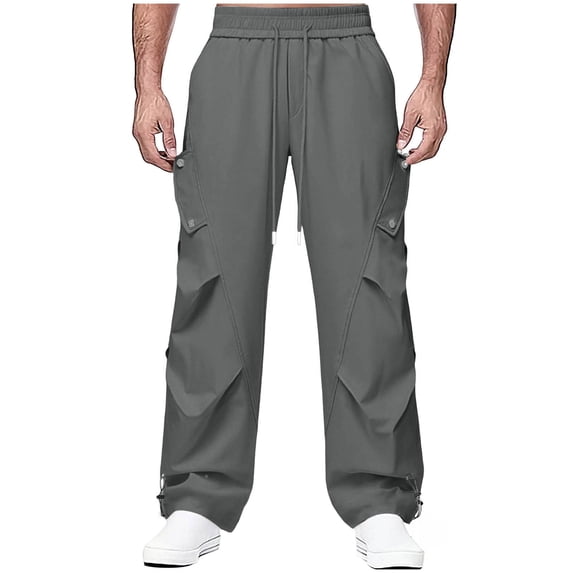 Aueoeo Pants For Men Work Pants Mens Solid Color Elastic Waistband ...