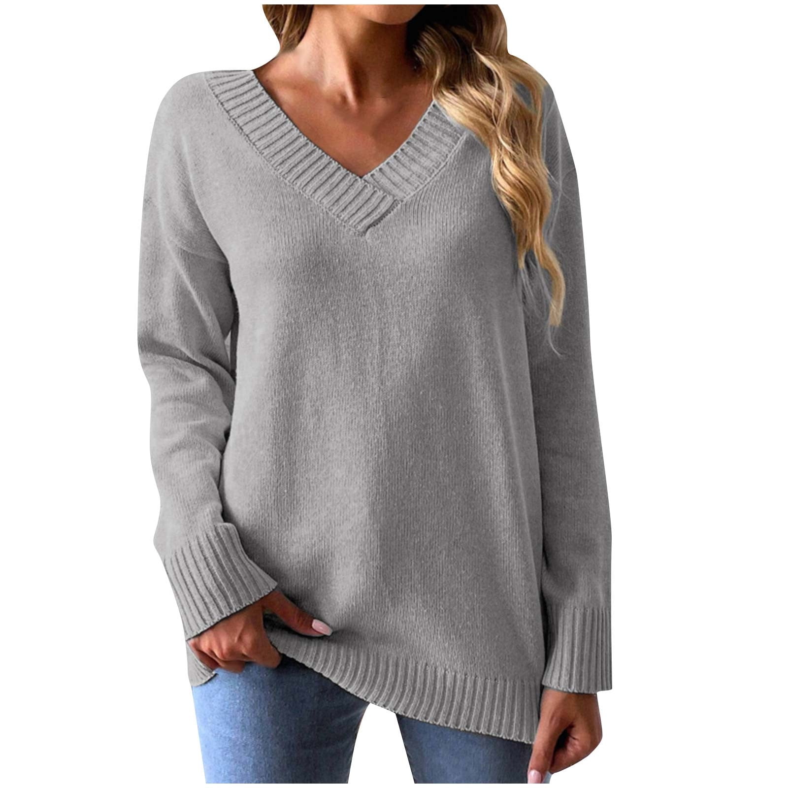 Aueoeo Plus Size Sweaters for Women, Womens Winter Oversized Sweaters V ...