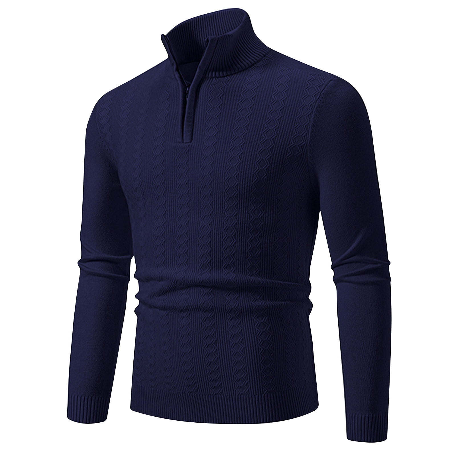 Aueoeo Quarter Zip Pullover For Mens Long Sleeve Thermal Sweater Cable ...