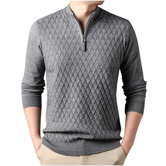 Aueoeo Quarter Zip Sweater For Mens Cable Knitted Pullover Sweaters ...