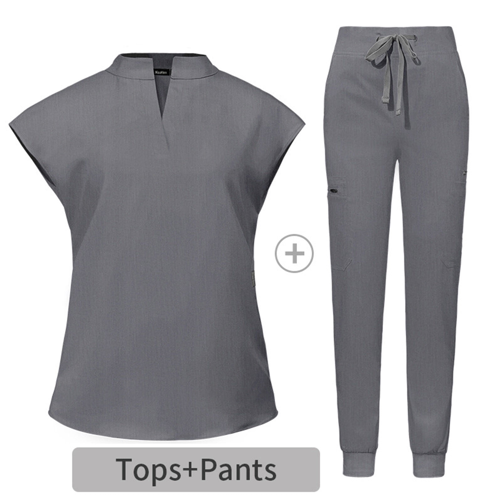 Aueoeo Scrubs Set for Women,Women's Solid Color Nurse Work Uniform Skin ...