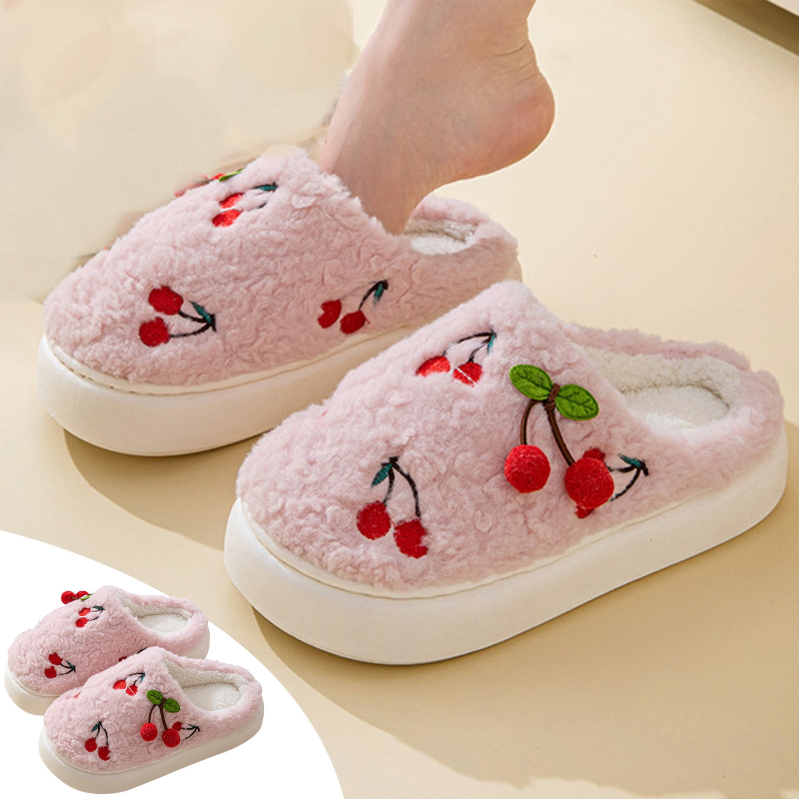 Aueoeo Slippers for Girls, House Slippers for Women Indoor Winter Warm Plush Slippers Cute Fuzzy ...