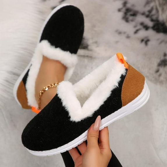 Aueoeo Snow Ankle Boots for Women Fuzzy Winter Furs Boots Comfortable ...