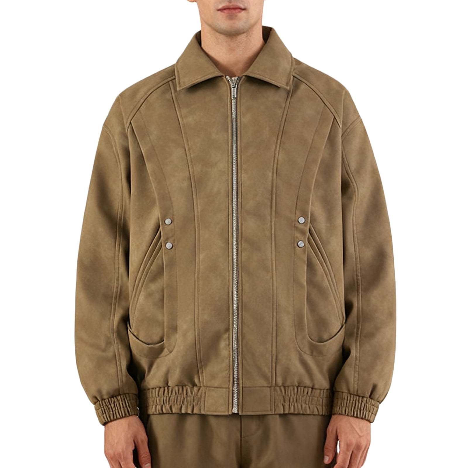 Aueoeo Solid Color Jackets For Mens Lightweight Full Zip Casual Work ...