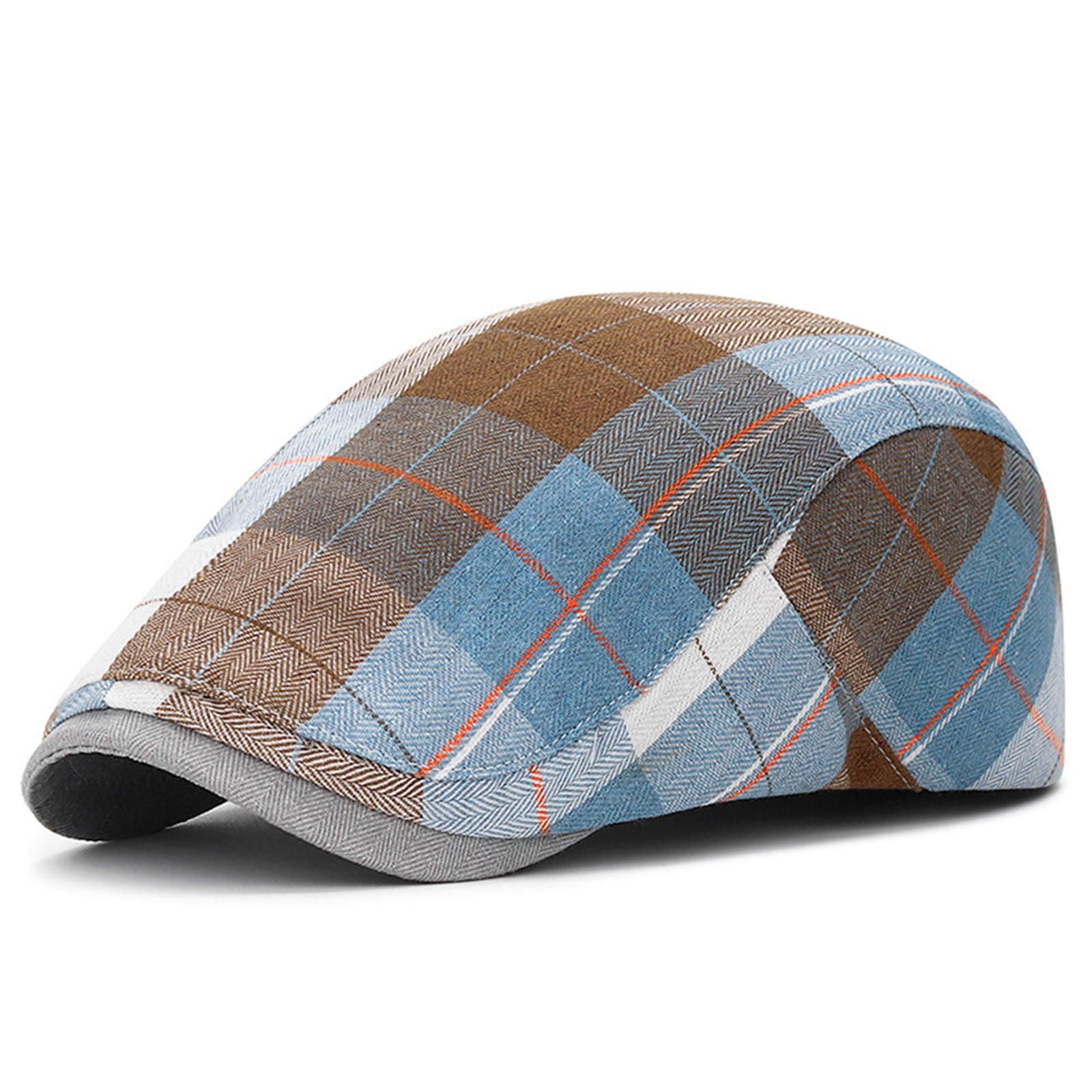 Aueoeo Spring for Men Outdoor Hat, Beret Flat Newsboy Hats Plaid ...