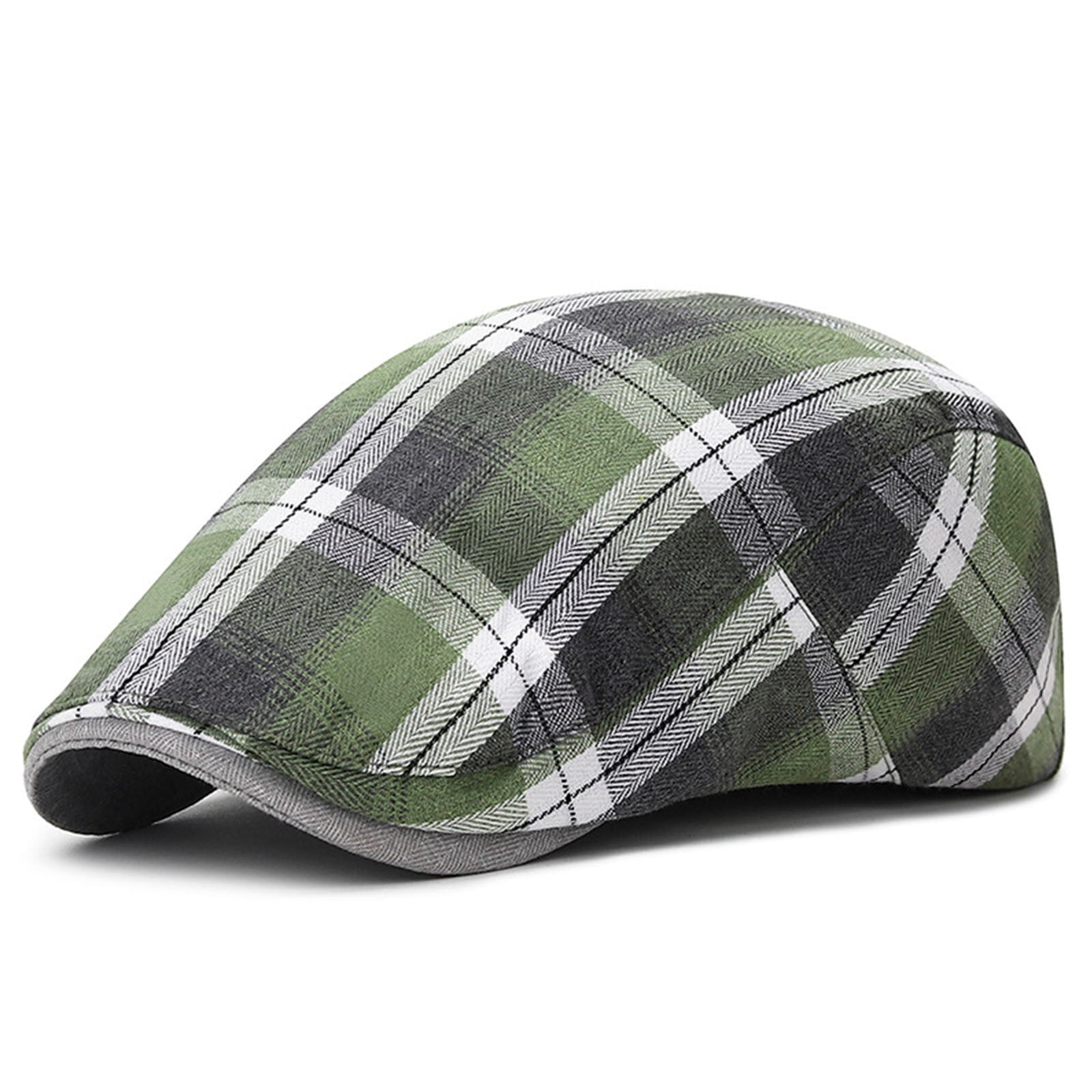 Aueoeo Spring for Men Outdoor Hat, Beret Flat Newsboy Hats Plaid ...