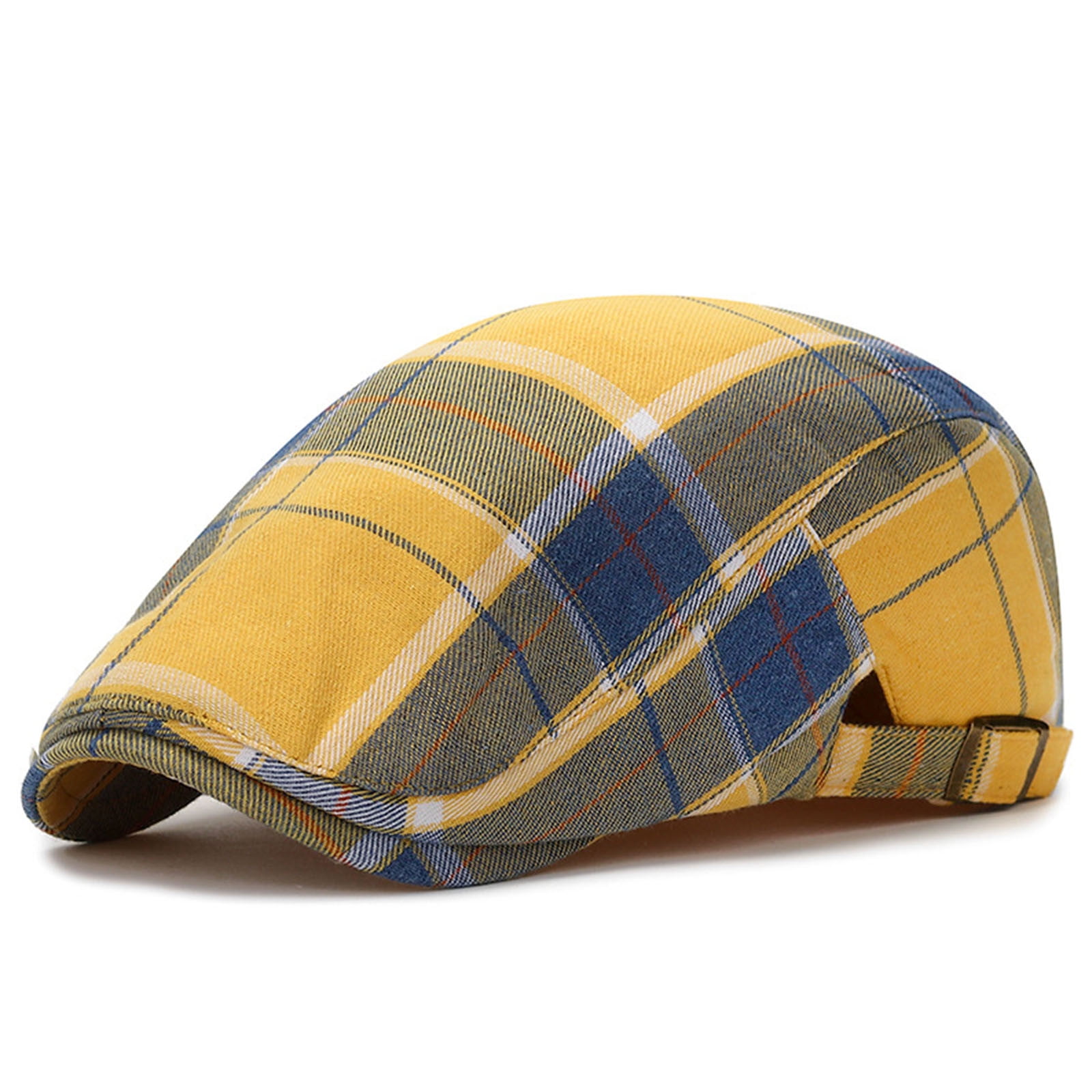 Aueoeo Spring for Men Outdoor Hat, Beret Flat Newsboy Hats Plaid ...
