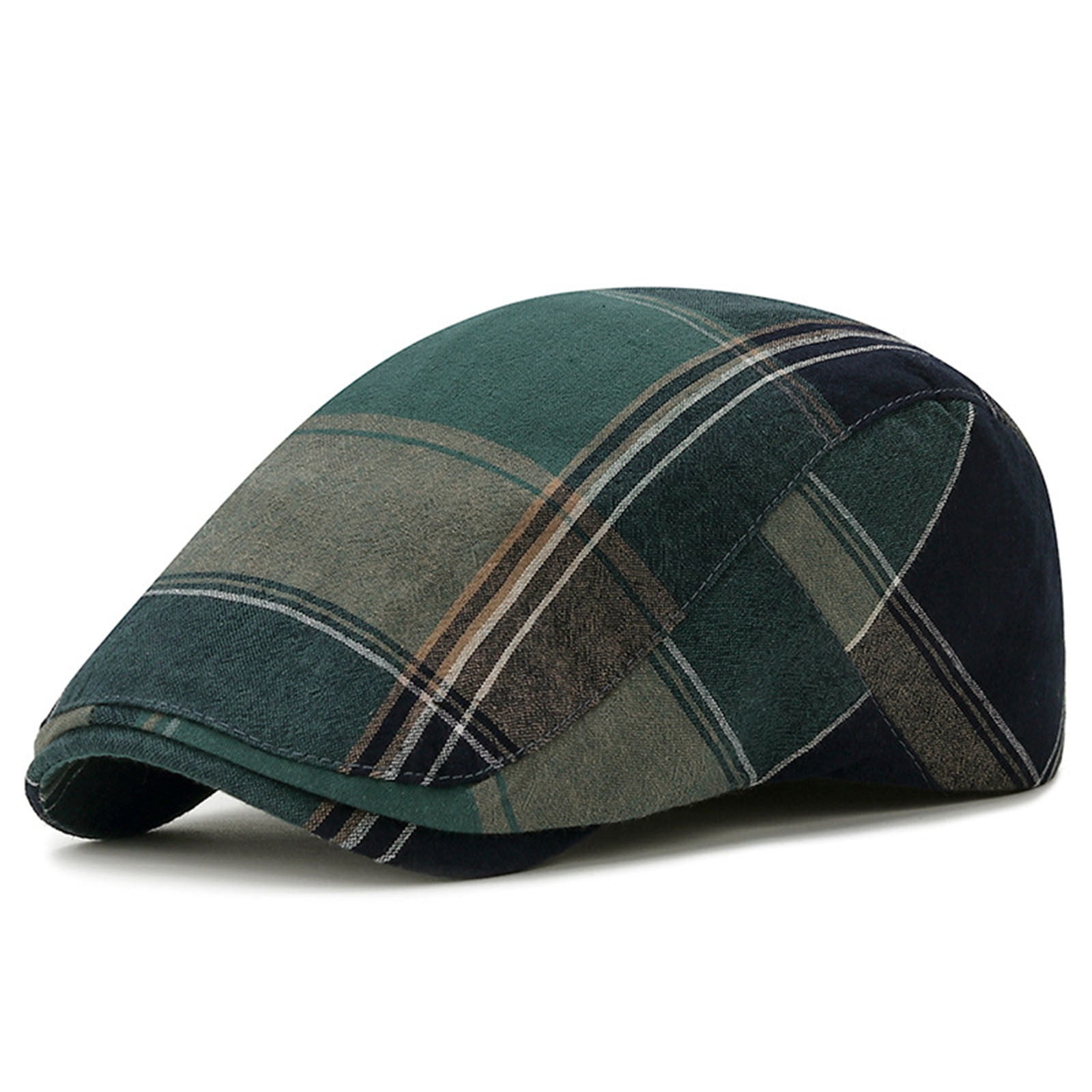 Aueoeo Spring for Men Outdoor Hat, Beret Flat Newsboy Hats Plaid ...