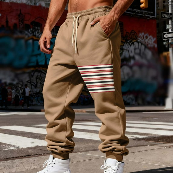 Aueoeo Sweatpants Men Cargo Pants Men Solid-Color Casual Loose Sports ...