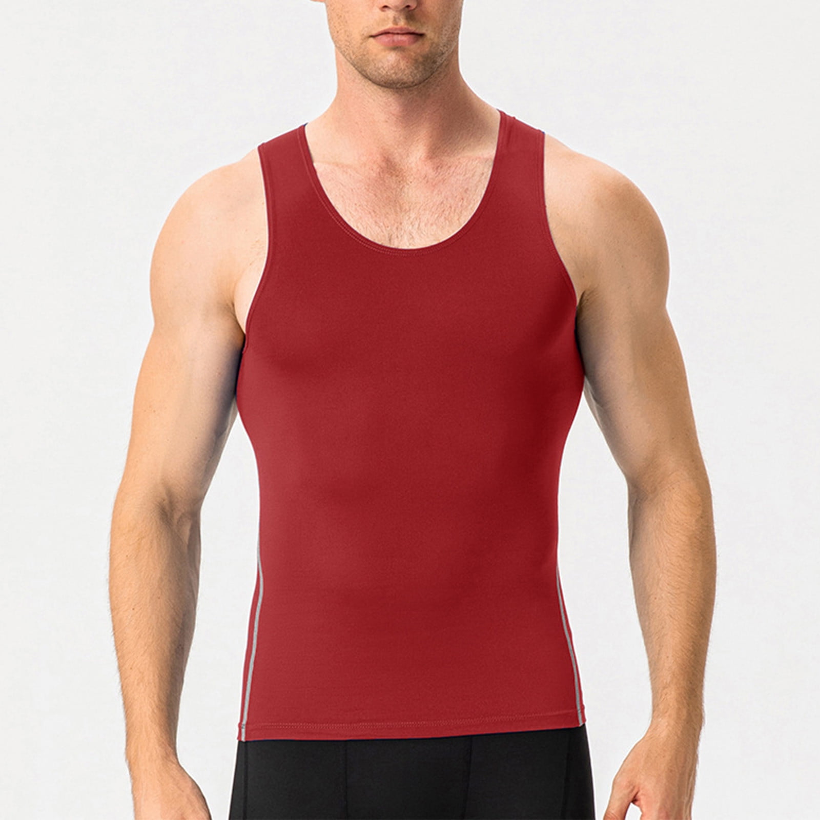 Aueoeo Tank Top Dress Spandex Tank Tops Men's Solid Color Fashionable ...