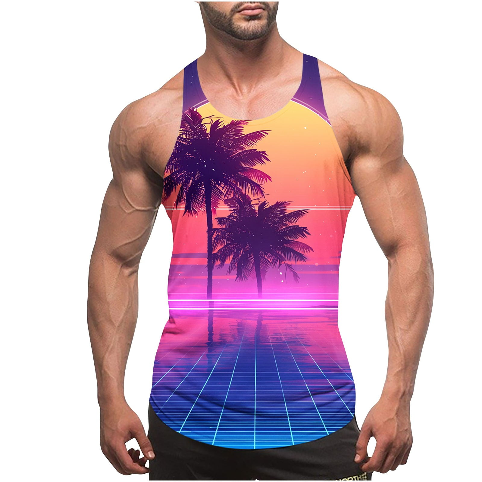 Aueoeo Tank Top Dress Strap Tank Top Men's Tank Colorless Gradient ...