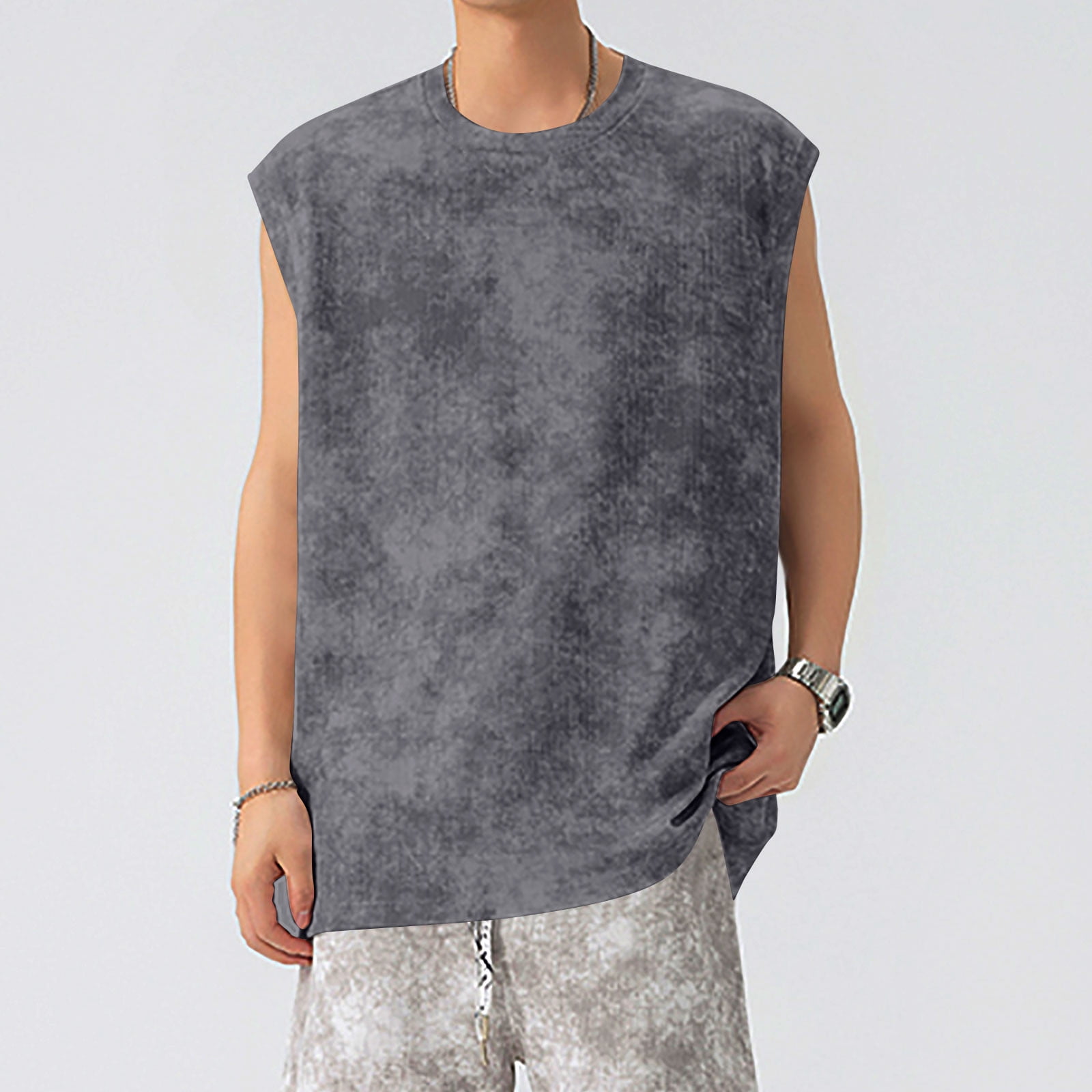 Aueoeo Tank Top Spandex Tank Tops Men's Vintage Fashionable Leisure ...
