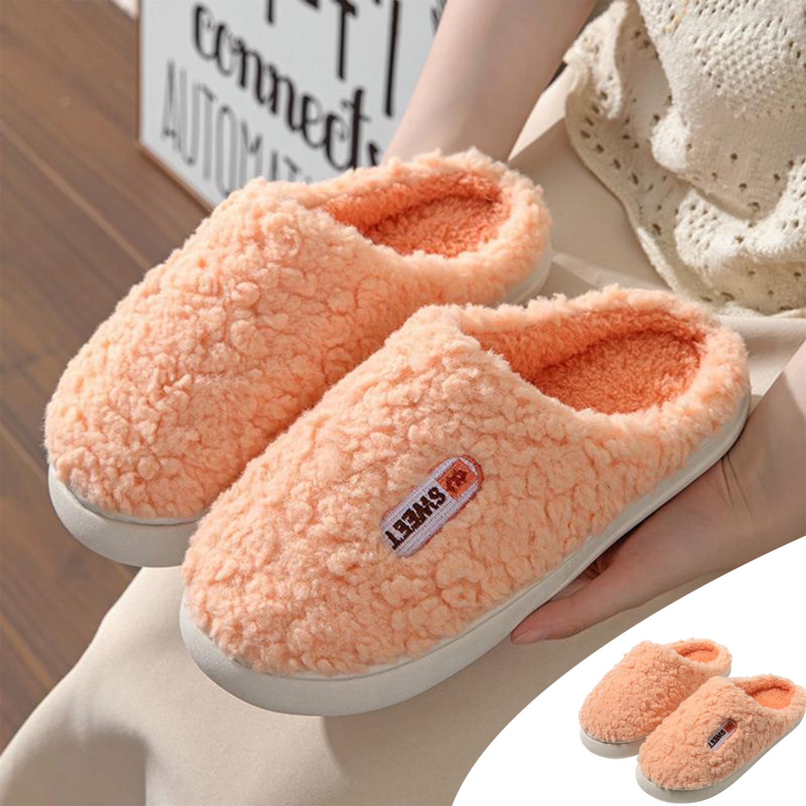 Aueoeo Travel Slippers for Women, House Shoes for Women Cotton Fall ...