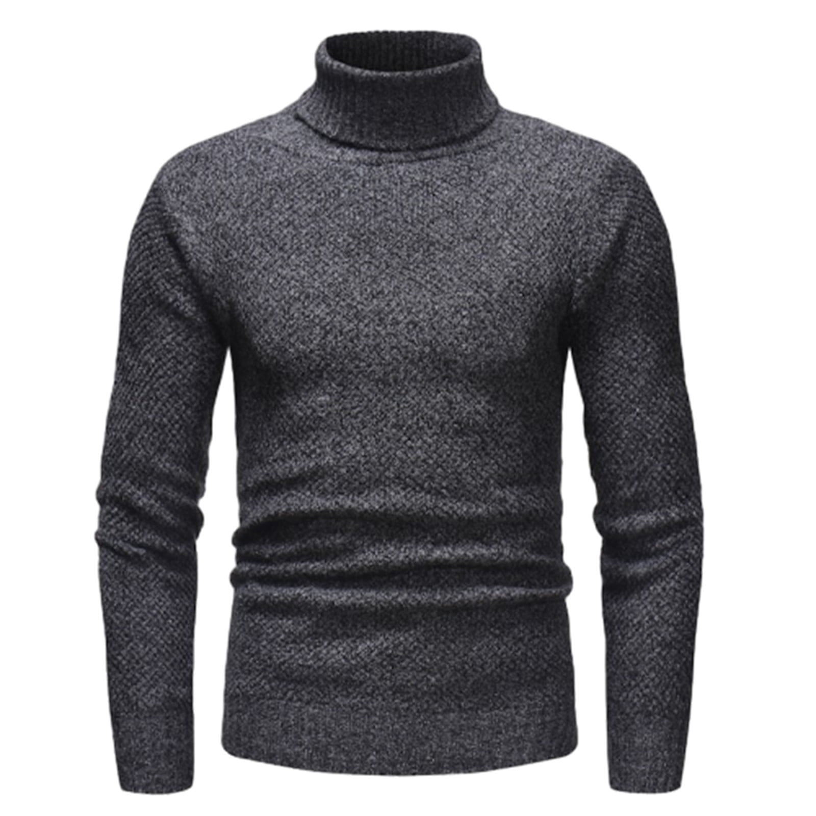 Aueoeo Turtleneck Sweater For Men Casual Acrylic Knitting Pullover Mock ...