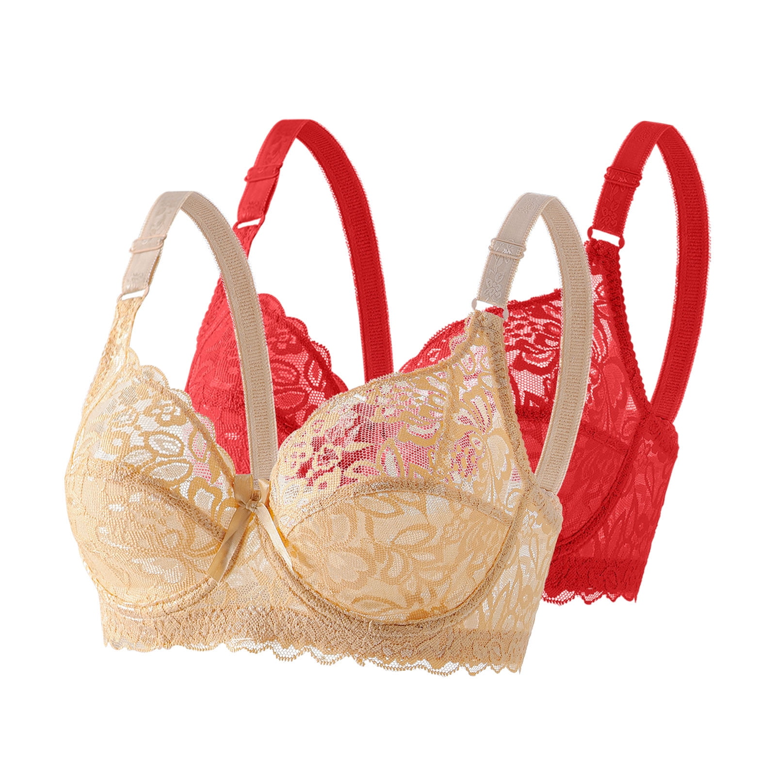 Aueoeo Two Pieces Wirefree Bras for Women Seamless Floral Lace Comfy ...