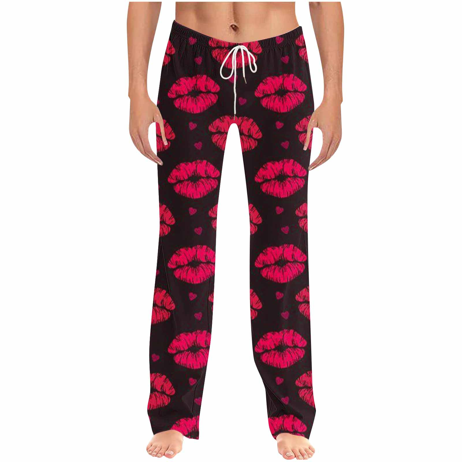 Aueoeo Unisex Pajama Pants Fashion Printing Sleep Pants Elastic Waist ...