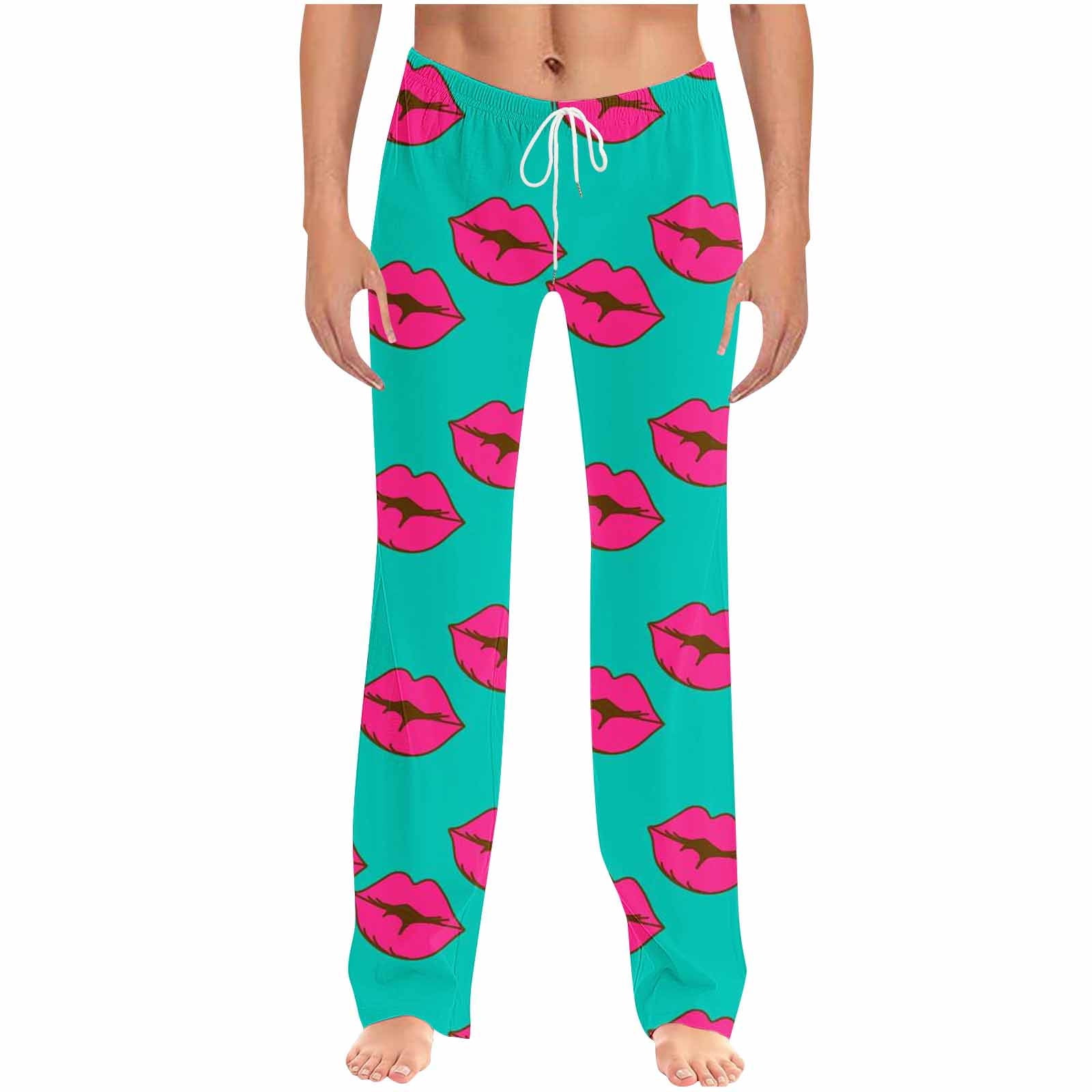 Aueoeo Unisex Pajama Pants Fashion Printing Sleep Pants Elastic Waist ...