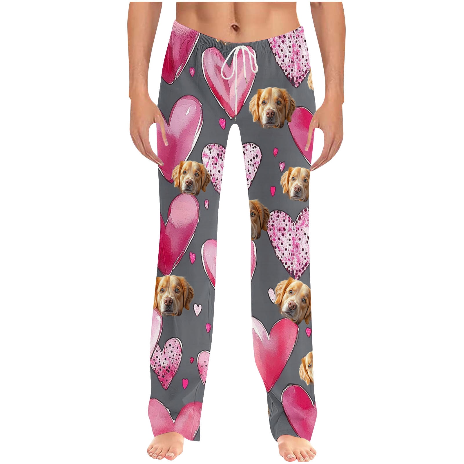 Aueoeo Unisex Pajama Pants Fashion Printing Sleep Pants Elastic Waist ...