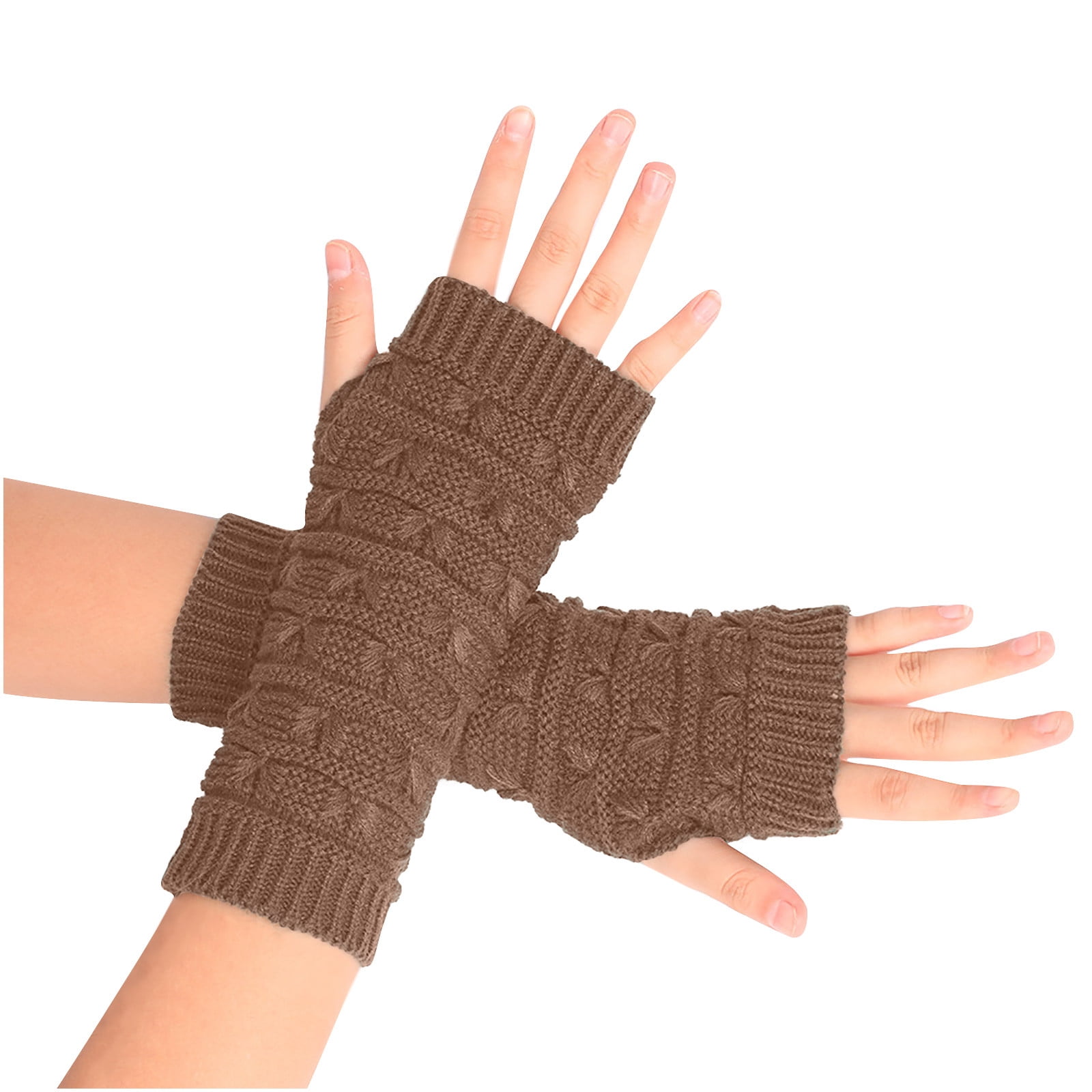 Aueoeo Warm Work Gloves Men Driving Gloves Men Women Girl Knitted Arm ...