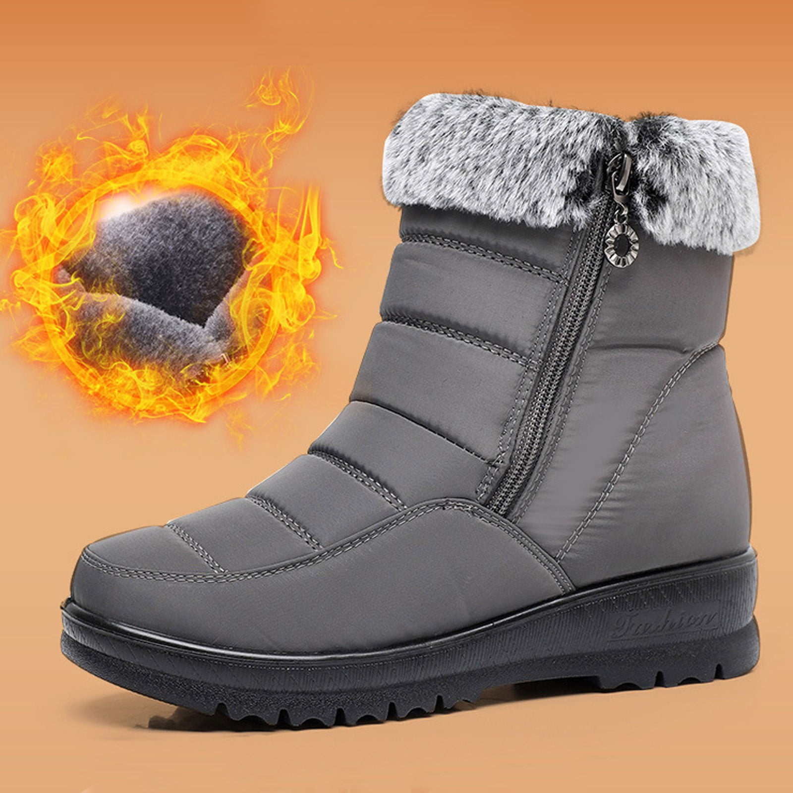 Aueoeo Winter Boots for Women Warm Waterproof Snow Boots Ankle Furs ...