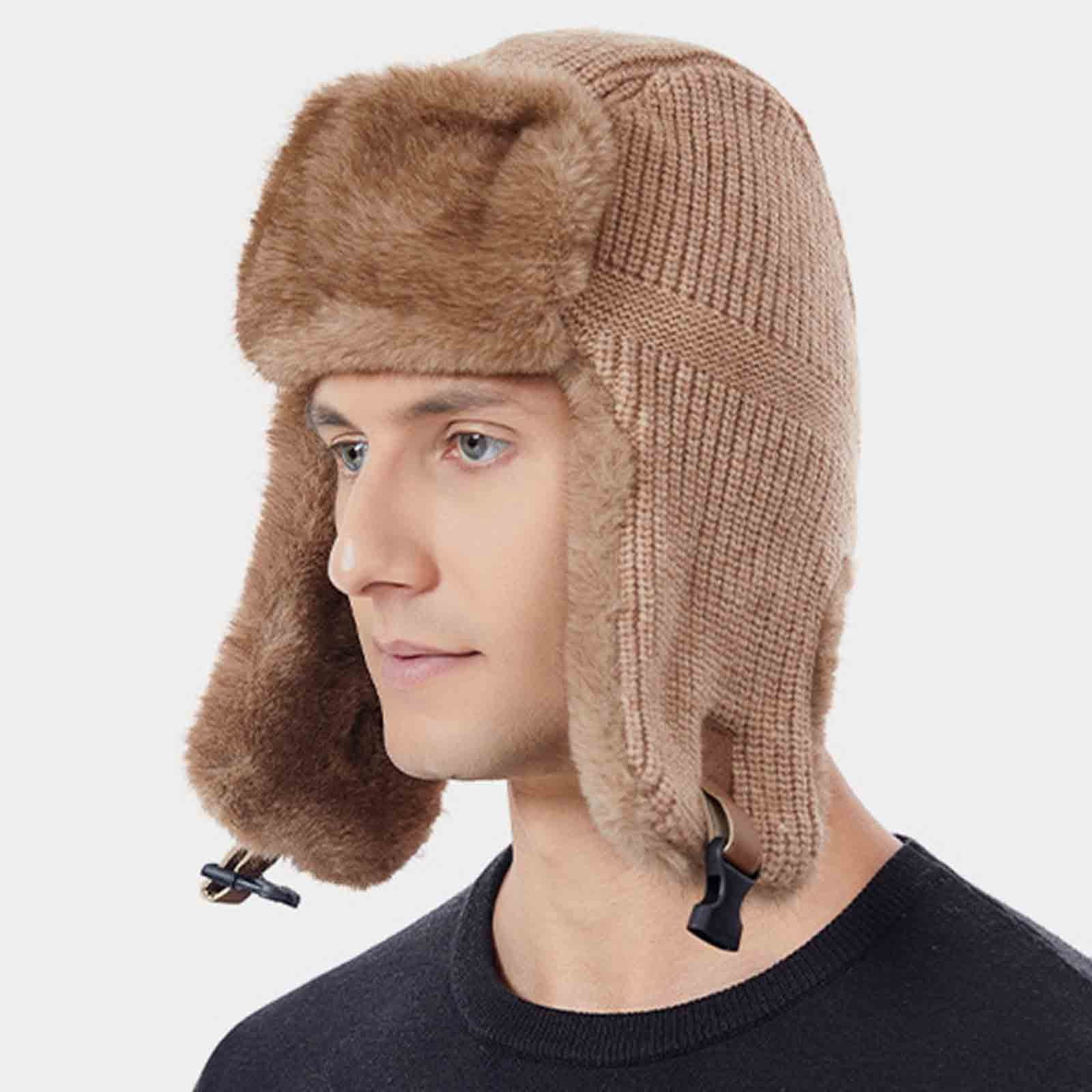 Aueoeo Winter Outdoor Windproof Hat for Men and Women Thick Cycling and ...