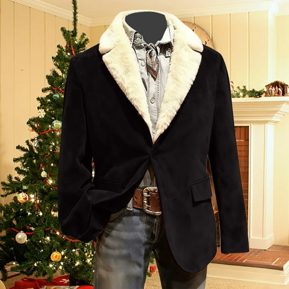 Aueoeo Women Business Jackets Casual Long Sleeve Faux Furs Lined Notch ...