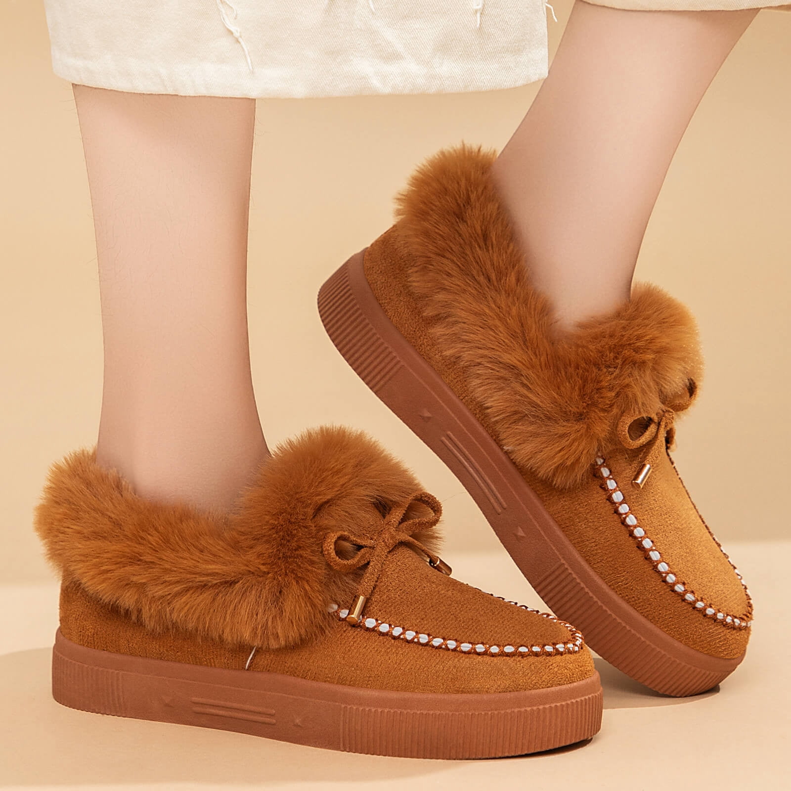 Aueoeo Women Winter Snow Boots Warm Furs Lined Ankle Booties ...