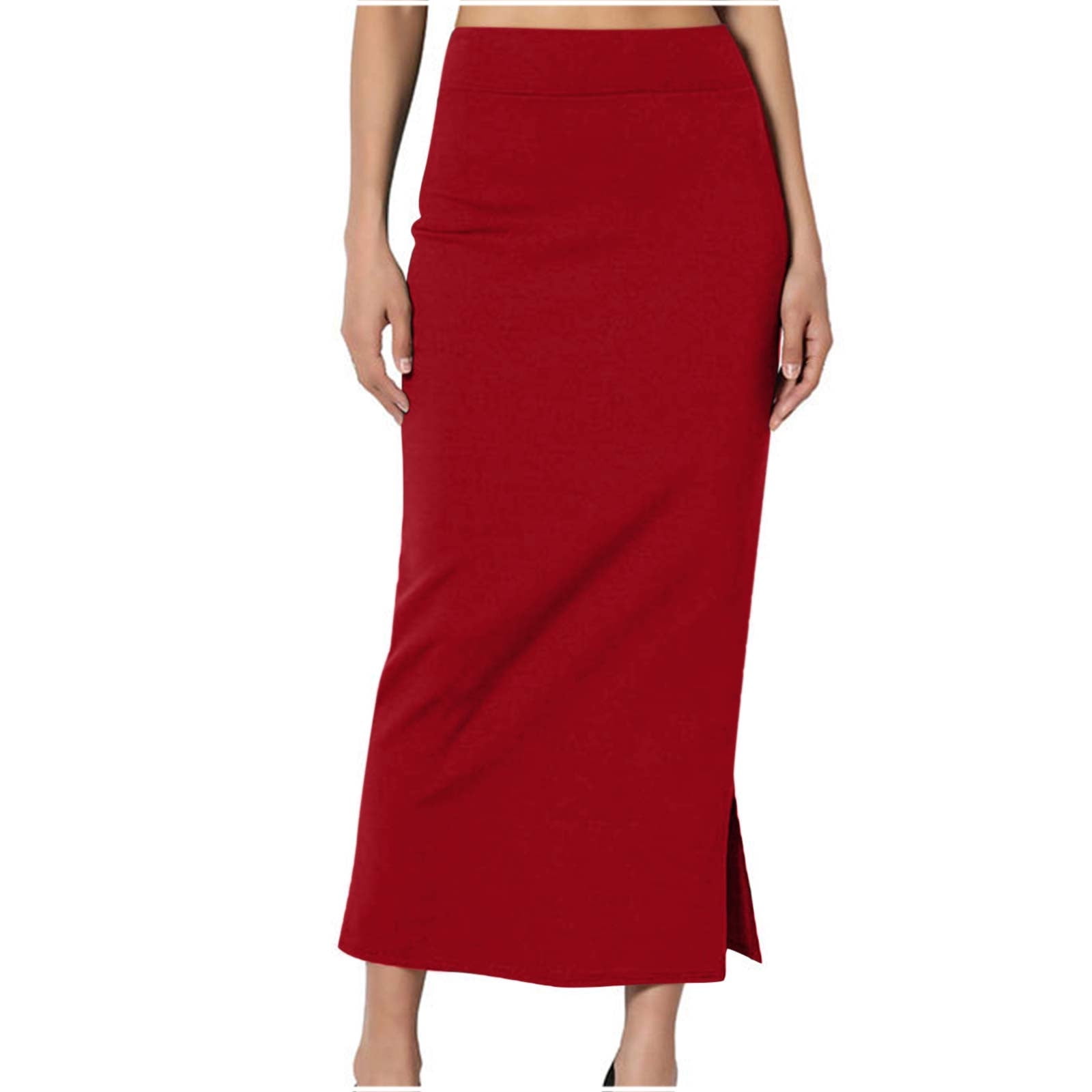 Aueoeo Women's 2024 Summer High Waist Solid Color A Line Pleated Long ...